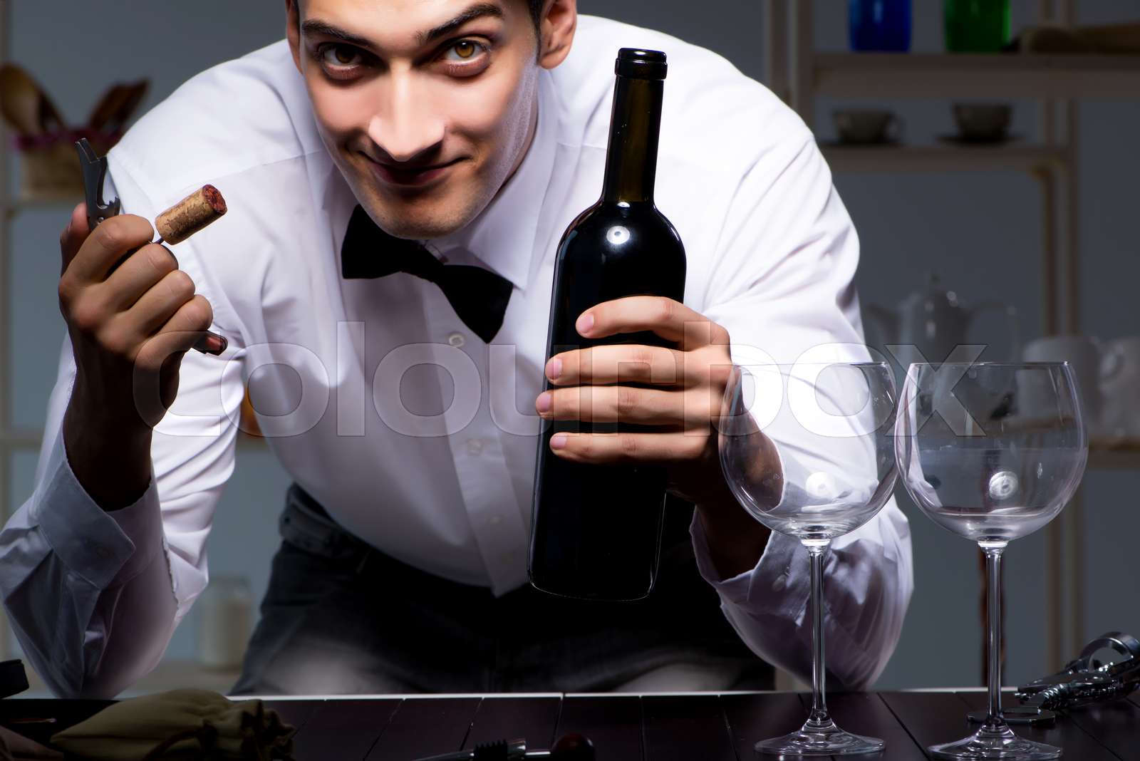 Professional sommelier tasting wine in restaurant | Stock image | Colourbox