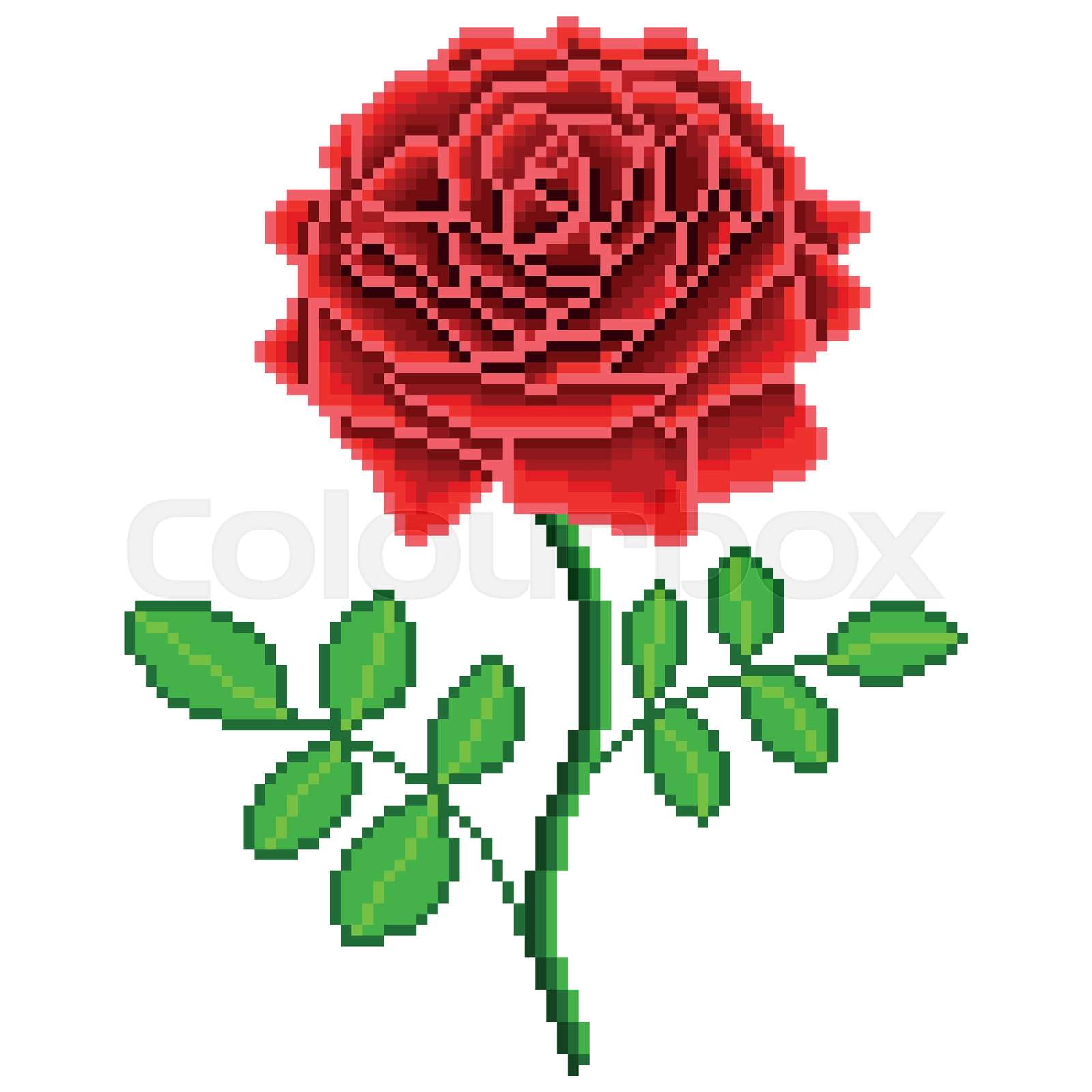 Pixel red rose flower detailed isolated vector | Stock vector | Colourbox
