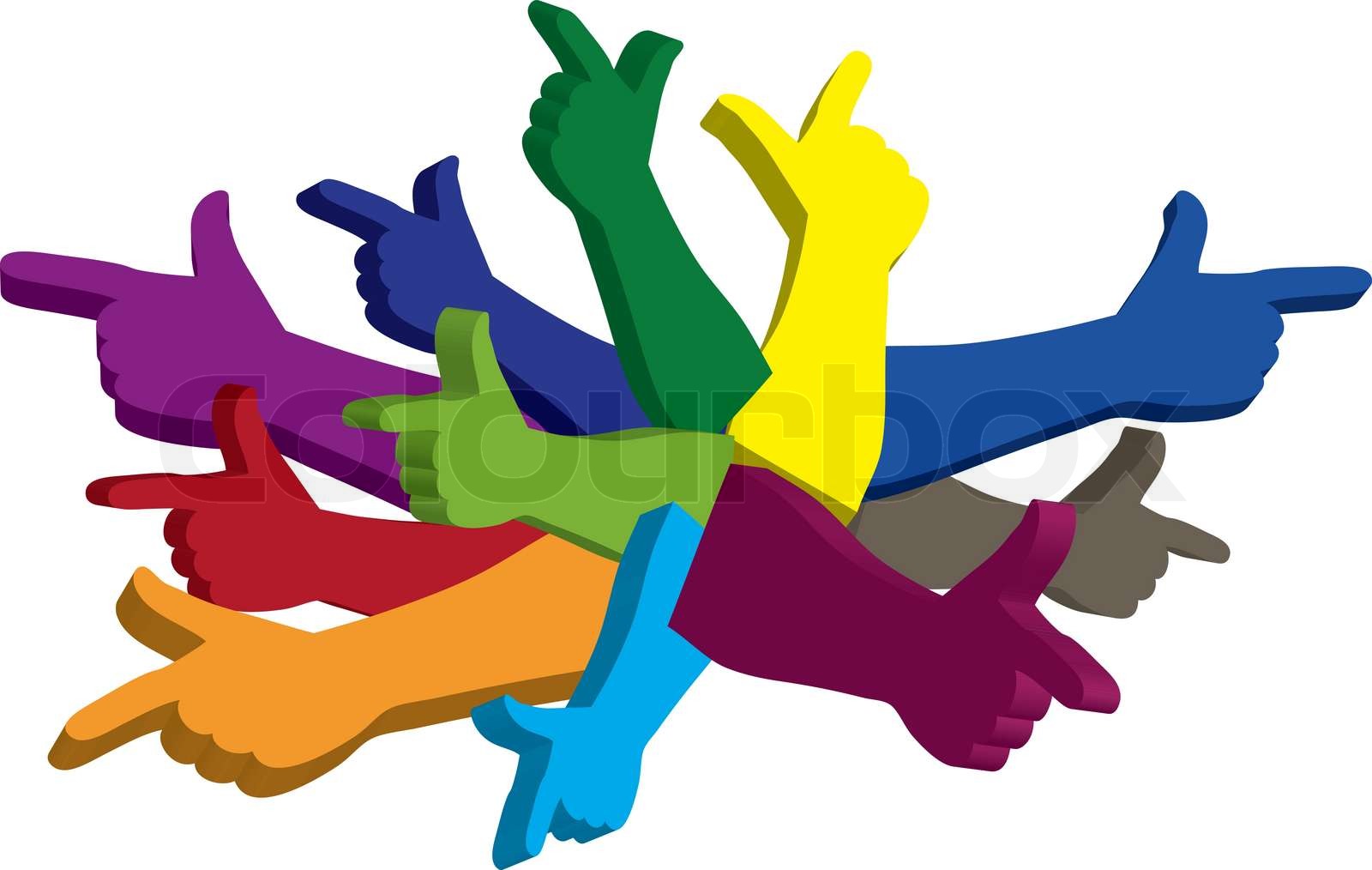 Color hænder peger i forskellige retninger | Stock vektor | Colourbox