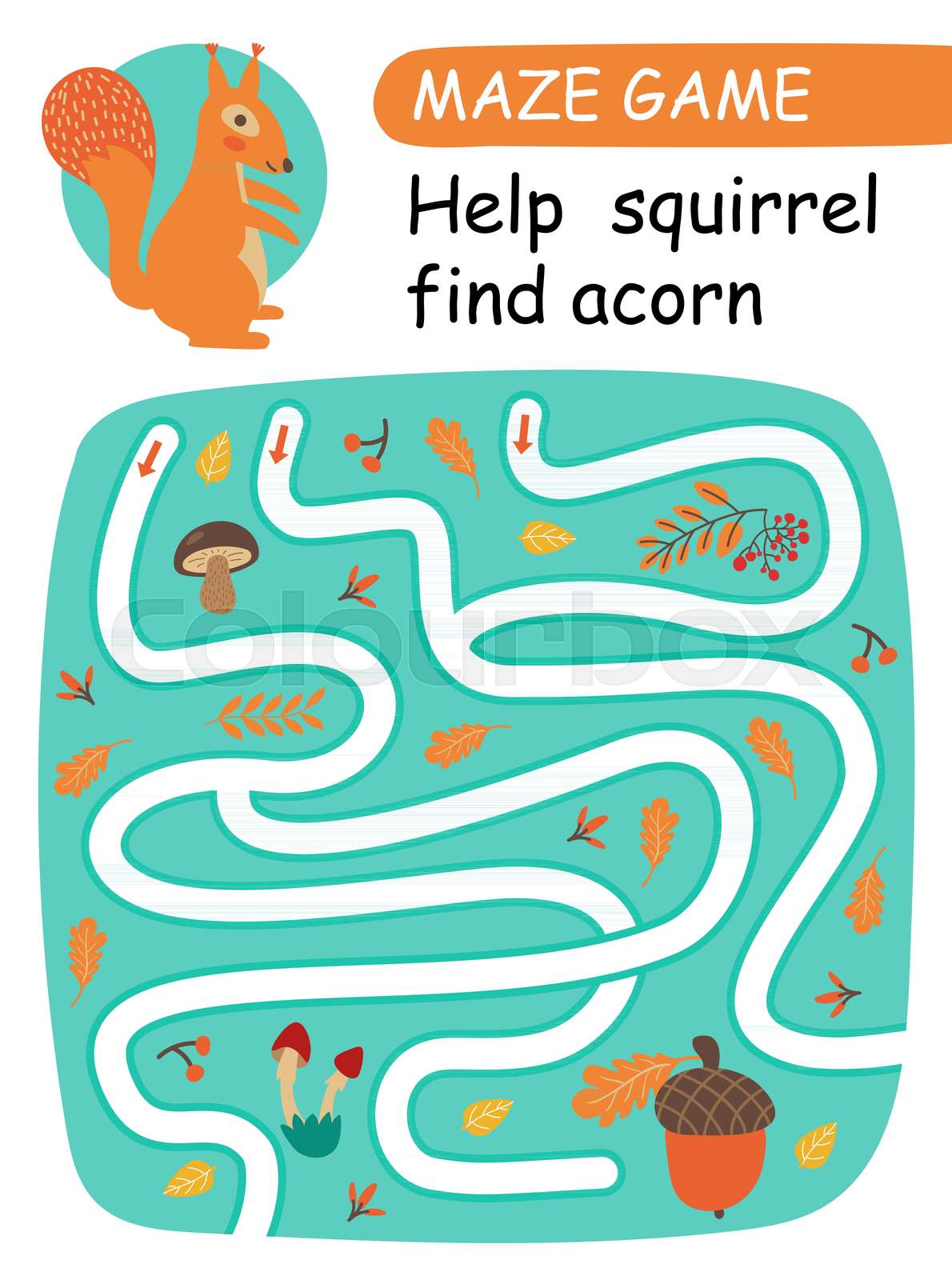 Help squirrel find acorn. Maze game for kids. Vector | Stock vector ...