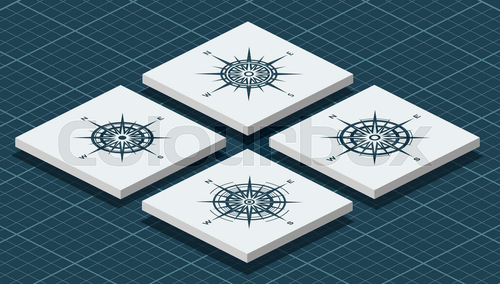 Set of isometric compass roses | Stock vector | Colourbox