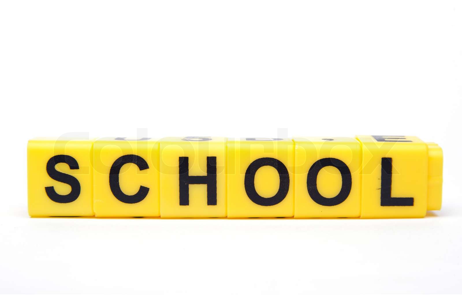 An image of yellow blocks with word ''school'' on them | Stock image ...