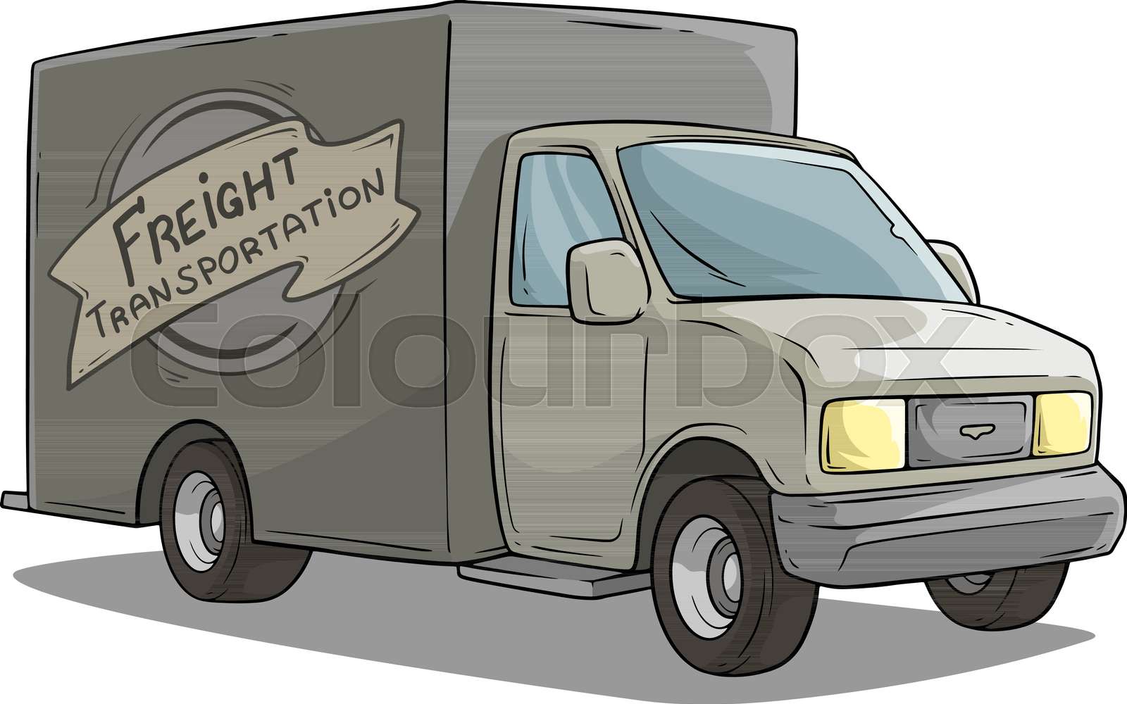 Cartoon freight transportation gray cargo truck | Stock vector | Colourbox