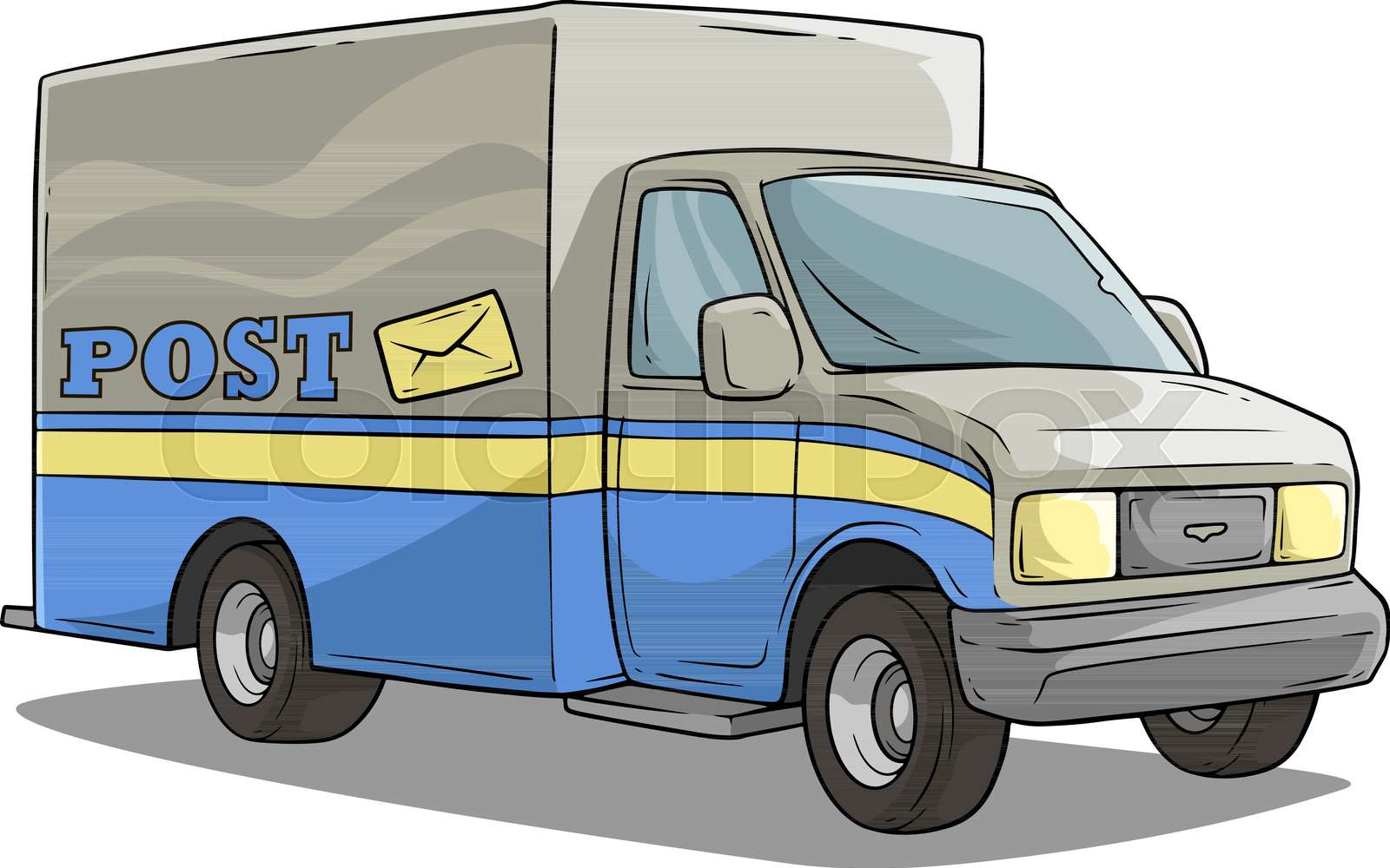 Cartoon post delivery transportation cargo truck | Stock vector | Colourbox