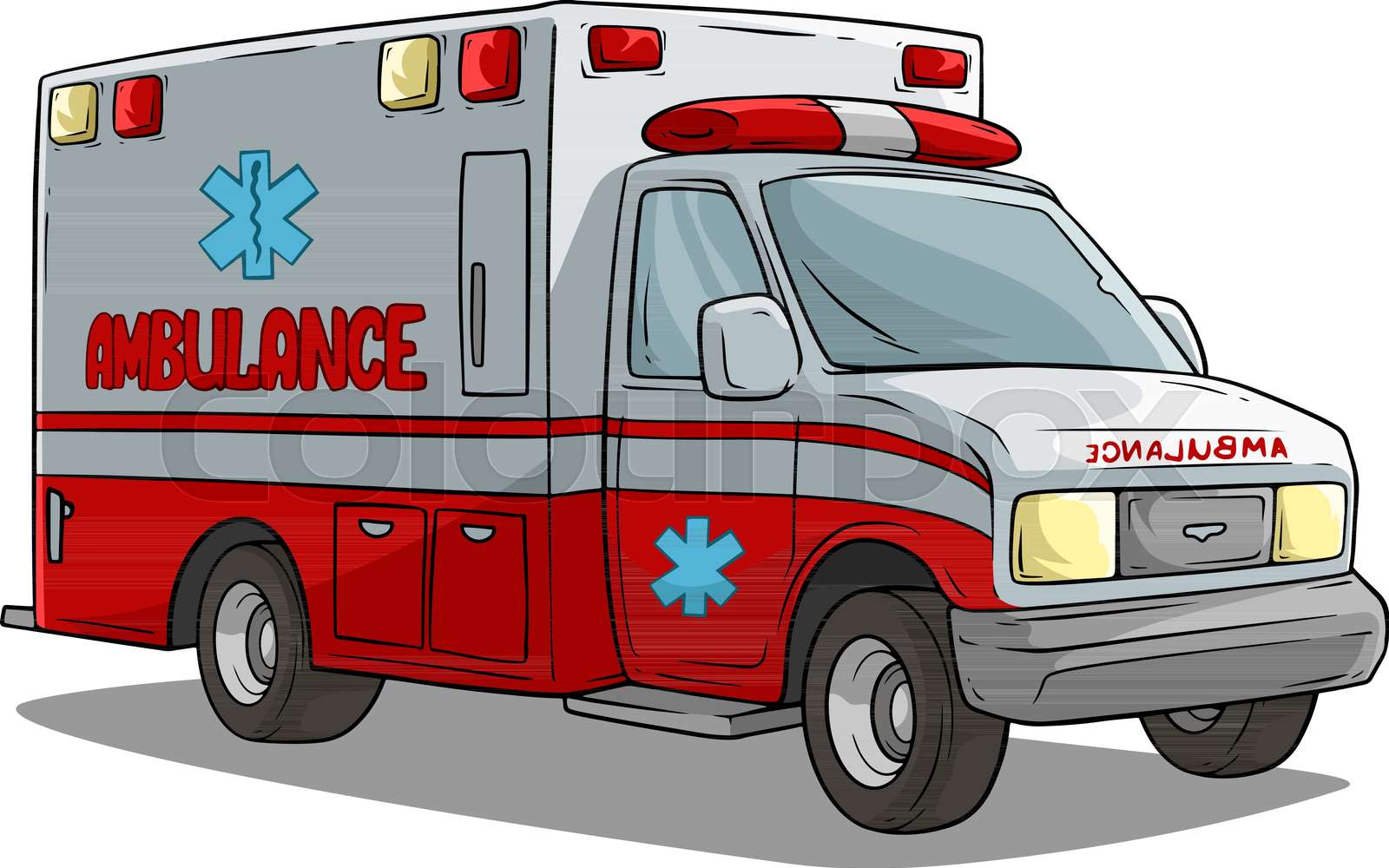 Cartoon ambulance emergency car or truck | Stock vector | Colourbox