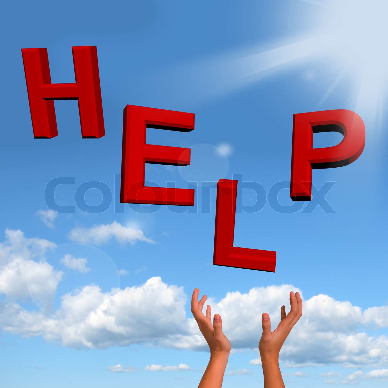 Helfen Letters Fallende Als Symbol für Unterstützung und Beratung ...