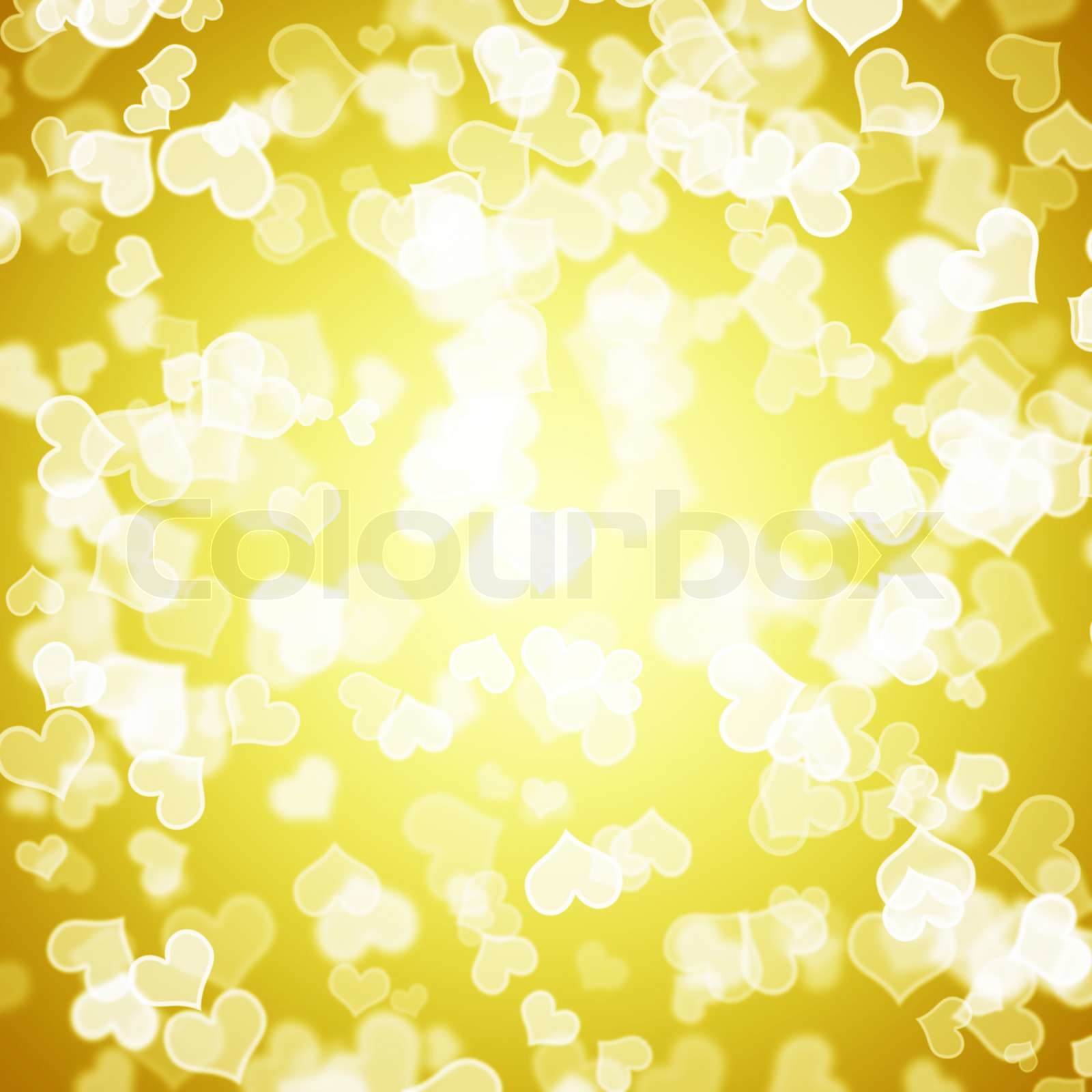 Yellow Hearts Bokeh Background Showing Love Romance And Valentines ...