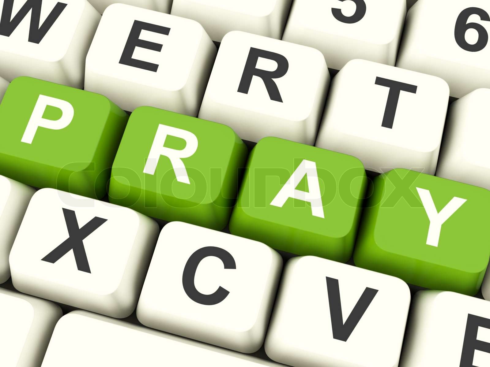 Pray Computer Keys Showing Worship And Religion | Stock image | Colourbox
