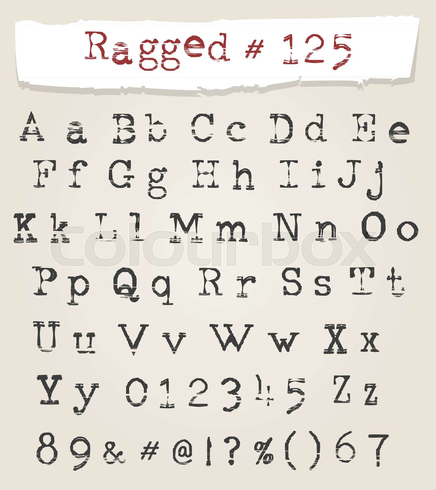 Ragged Typewriter Hand Drawn Font | Stock vector | Colourbox