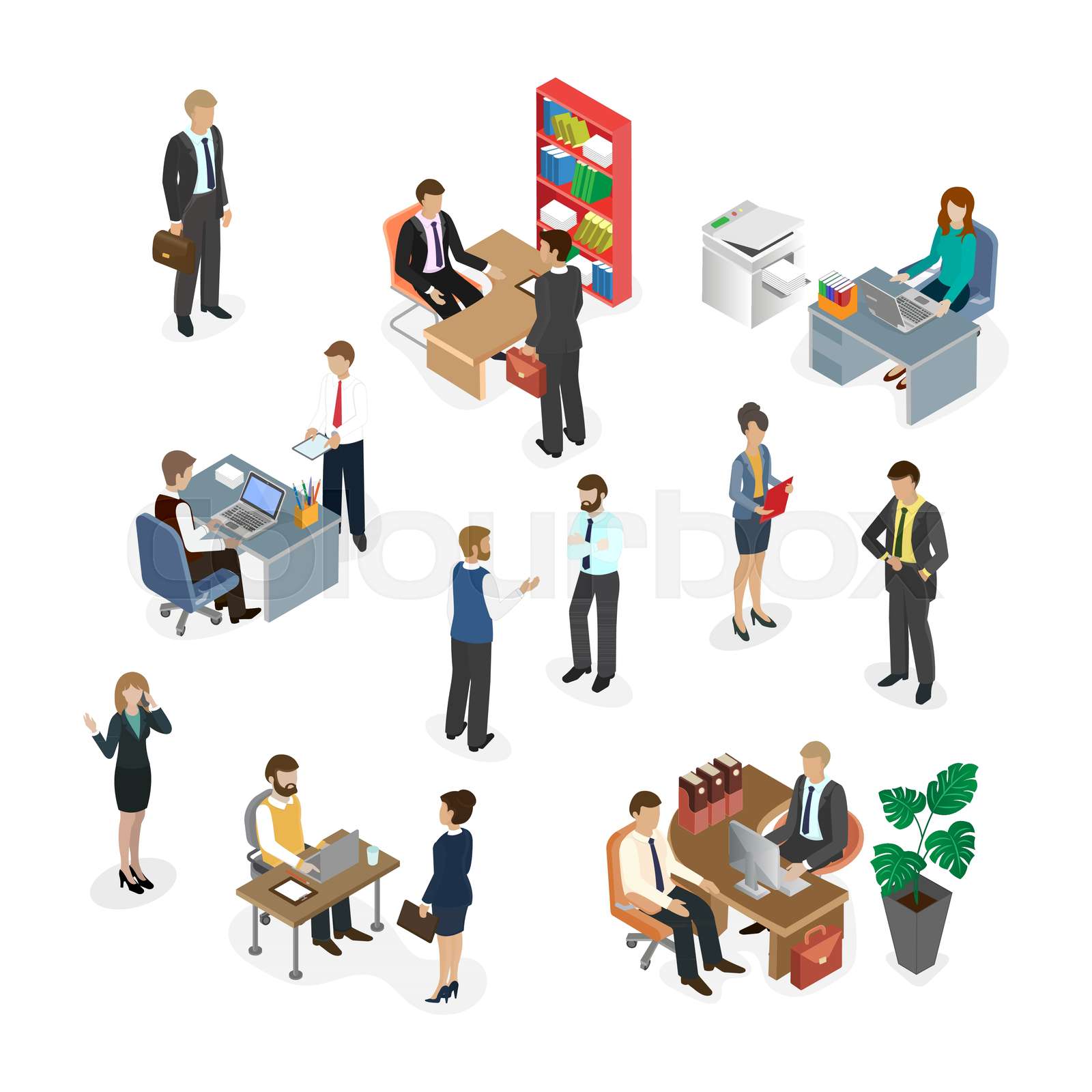 The office staff at work. | Stock vector | Colourbox