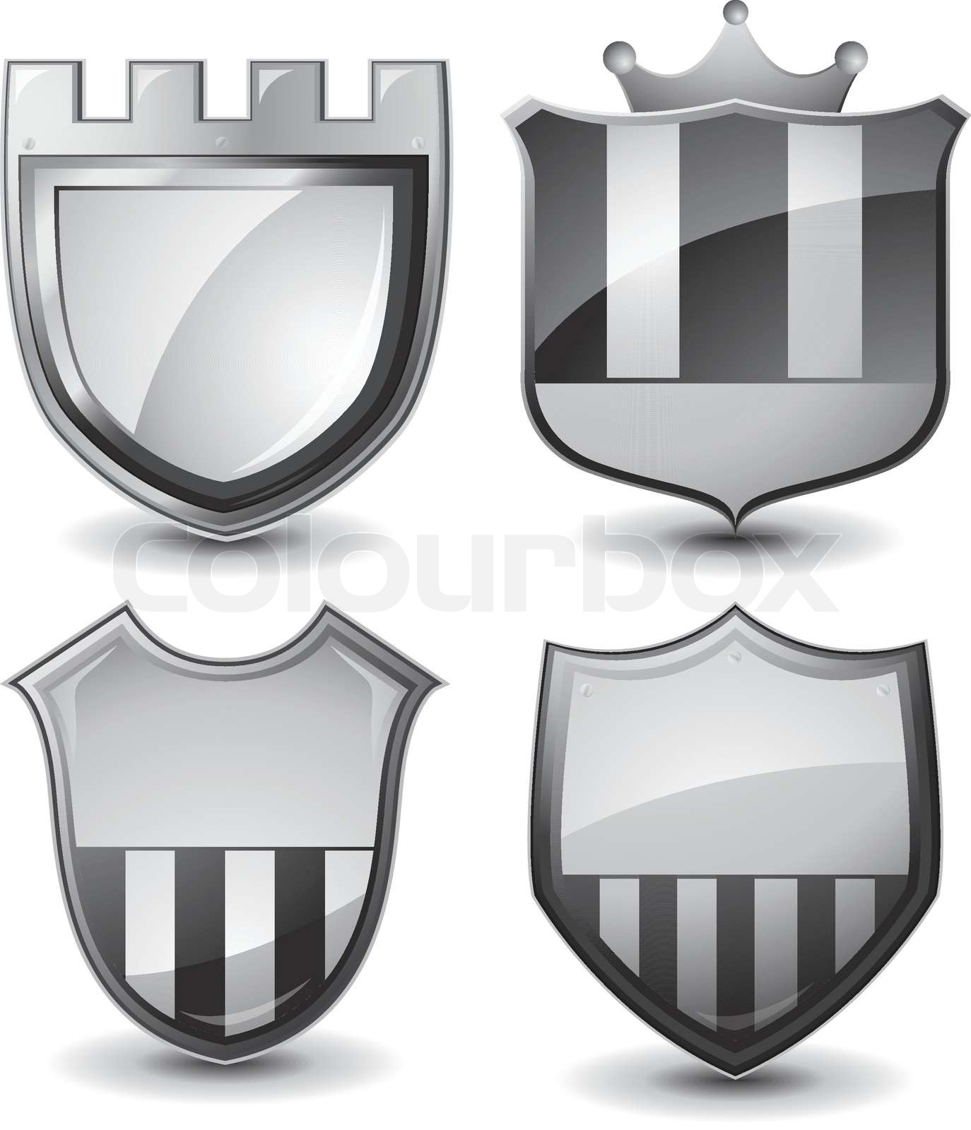 Vector silver shields | Stock vector | Colourbox