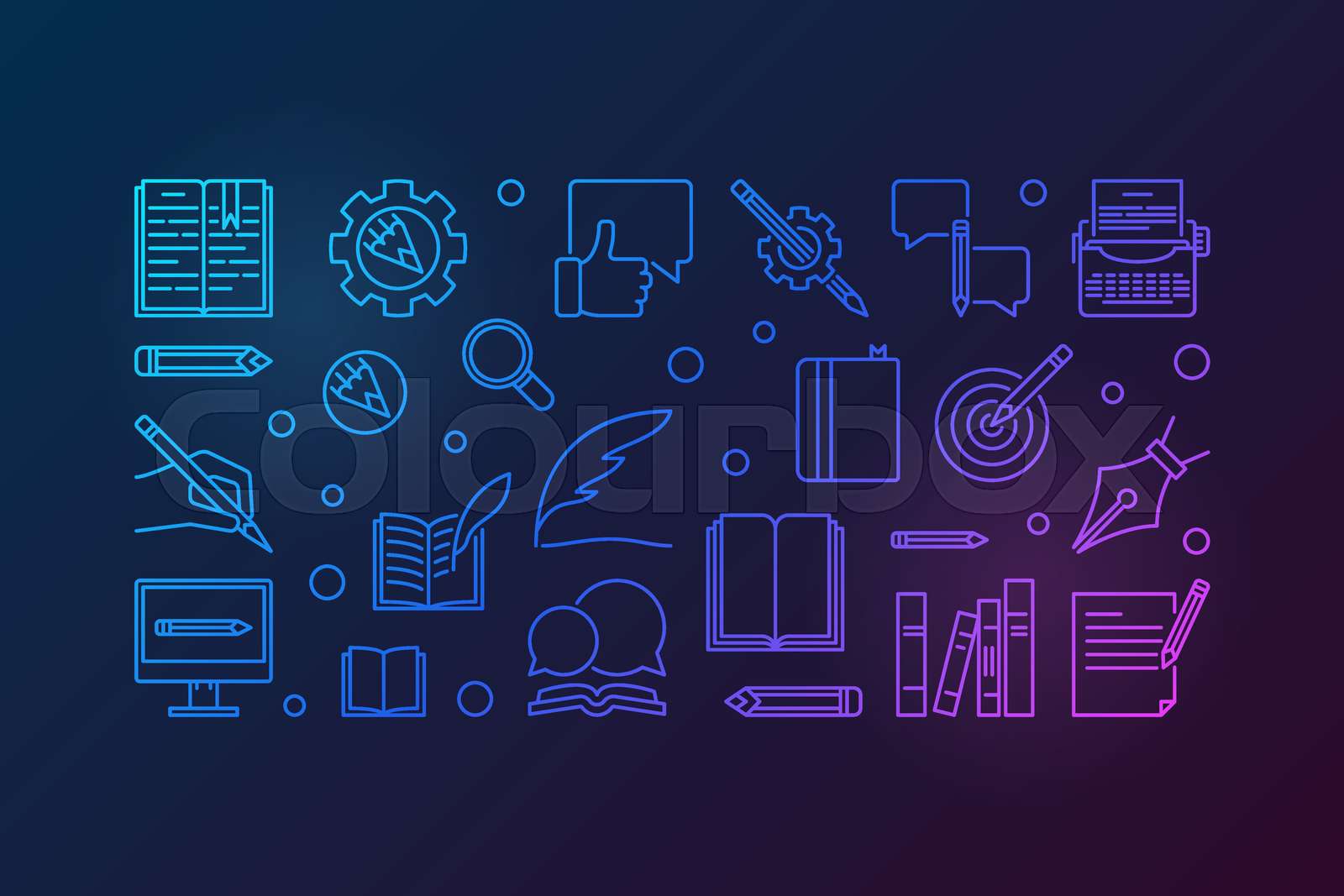 Author vector colored outline horizontal illustration | Stock vector ...