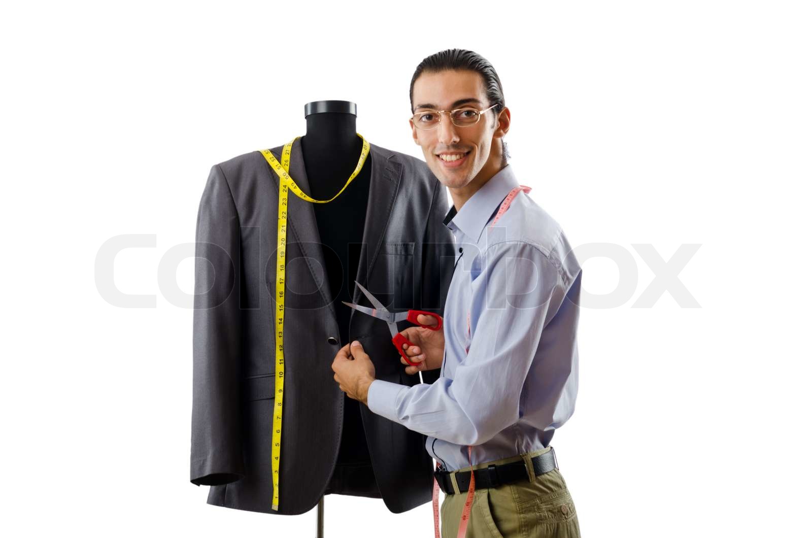 Tailor working isolated on white | Stock image | Colourbox