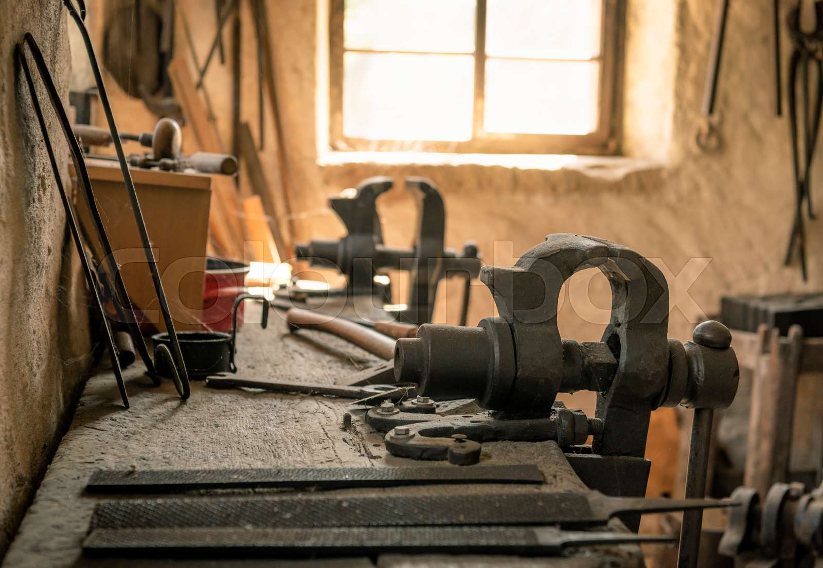Medieval blacksmith worktable | Stock image | Colourbox