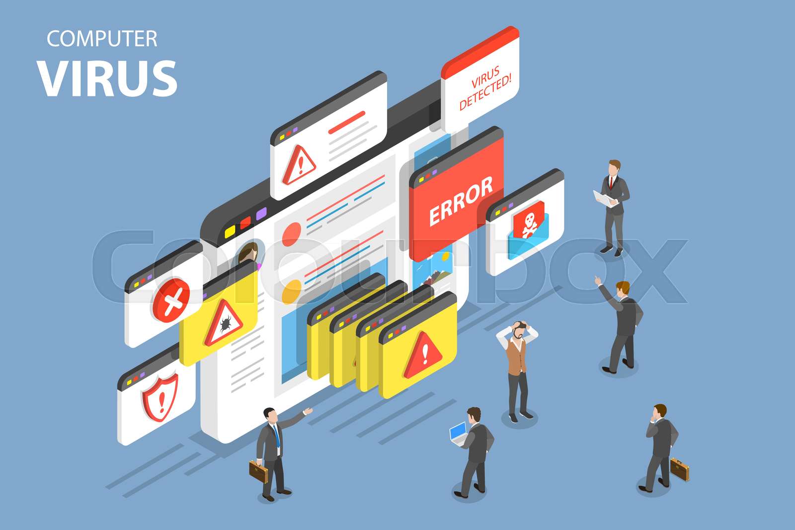 Computer virus isometric flat vector conceptual illustration. | Stock ...