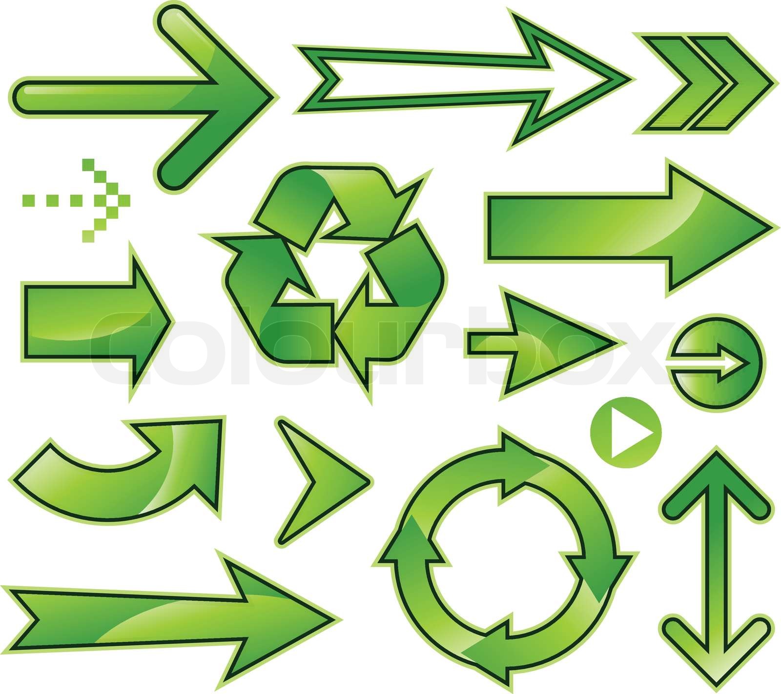 Green arrow sign design collection set | Stock vector | Colourbox