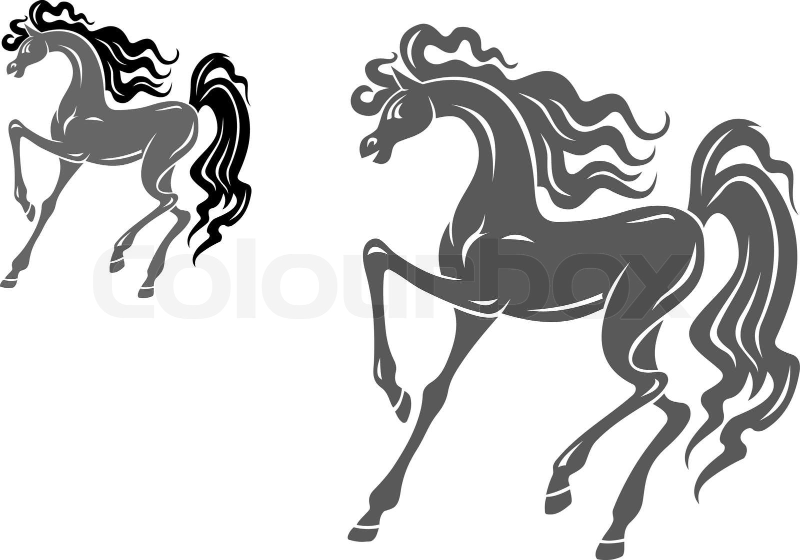 Silhouette of grey horse for equestrian design | Stock vector | Colourbox