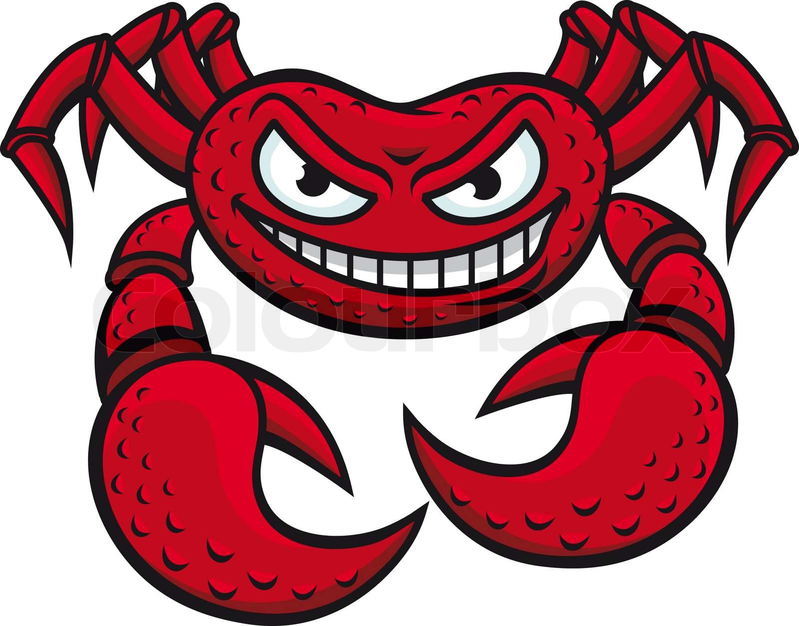 Angry red crab in cartoon style isolated on white background for mascot ...