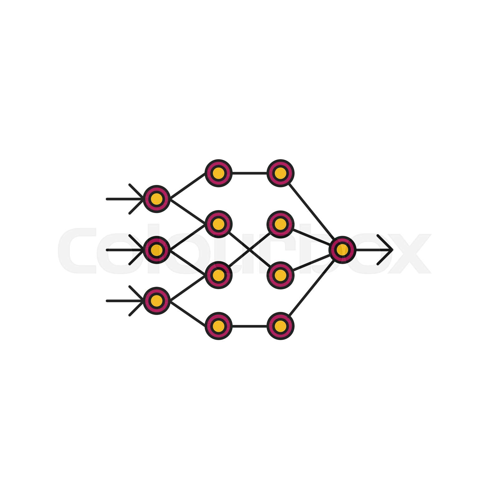 Artificial neural network icon, cartoon style | Stock vector | Colourbox