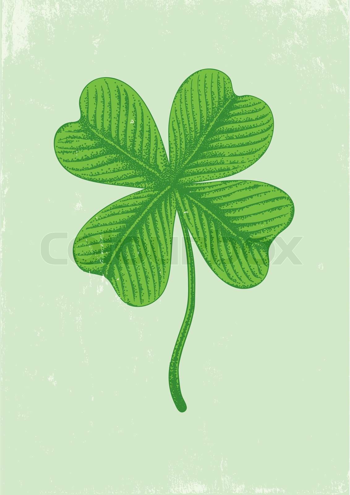 Illustration von Klee mit vier Blättern im Vintage-Stil | Stock-Vektor ...