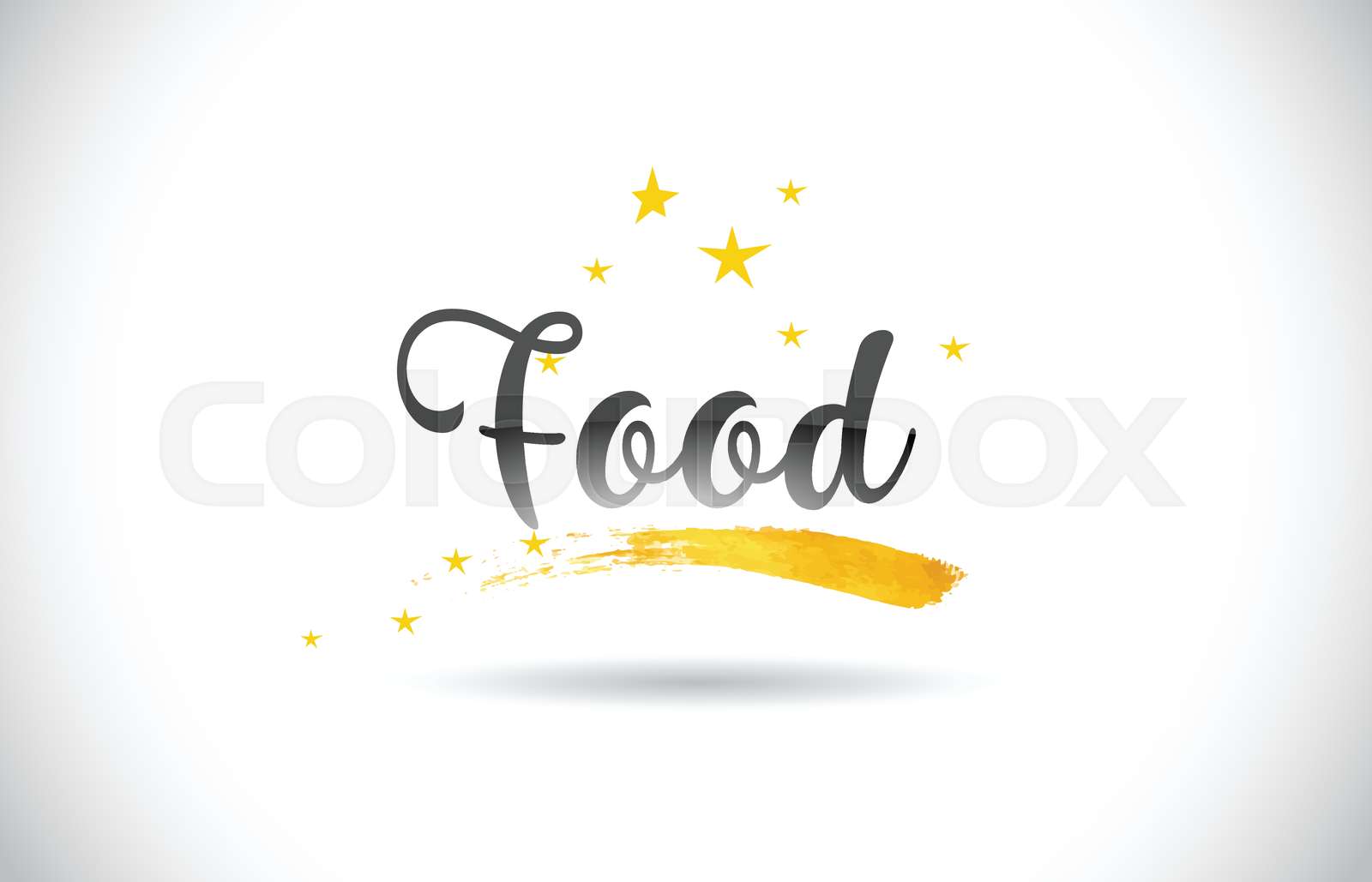 Food Word Vector Text with Golden Stars Trail and Handwritten Curved ...
