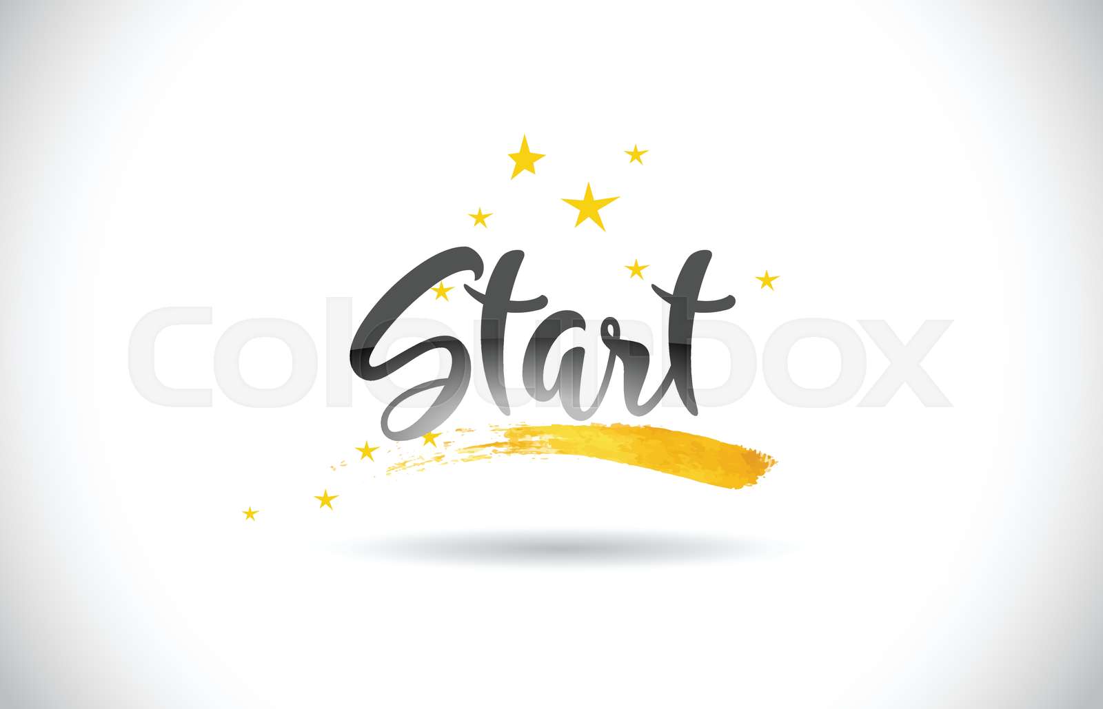 Start Word Vector Text with Golden Stars Trail and Handwritten Curved ...