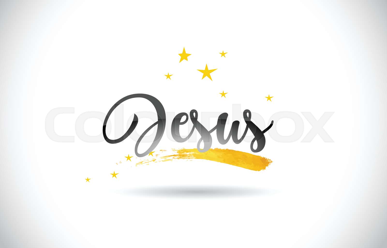 Jesus Word Vector Text with Golden Stars Trail and Handwritten Curved ...