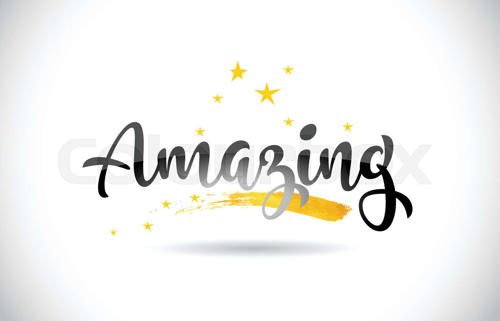 Amazing Word Vector Text with Golden Stars Trail and Handwritten Curved ...