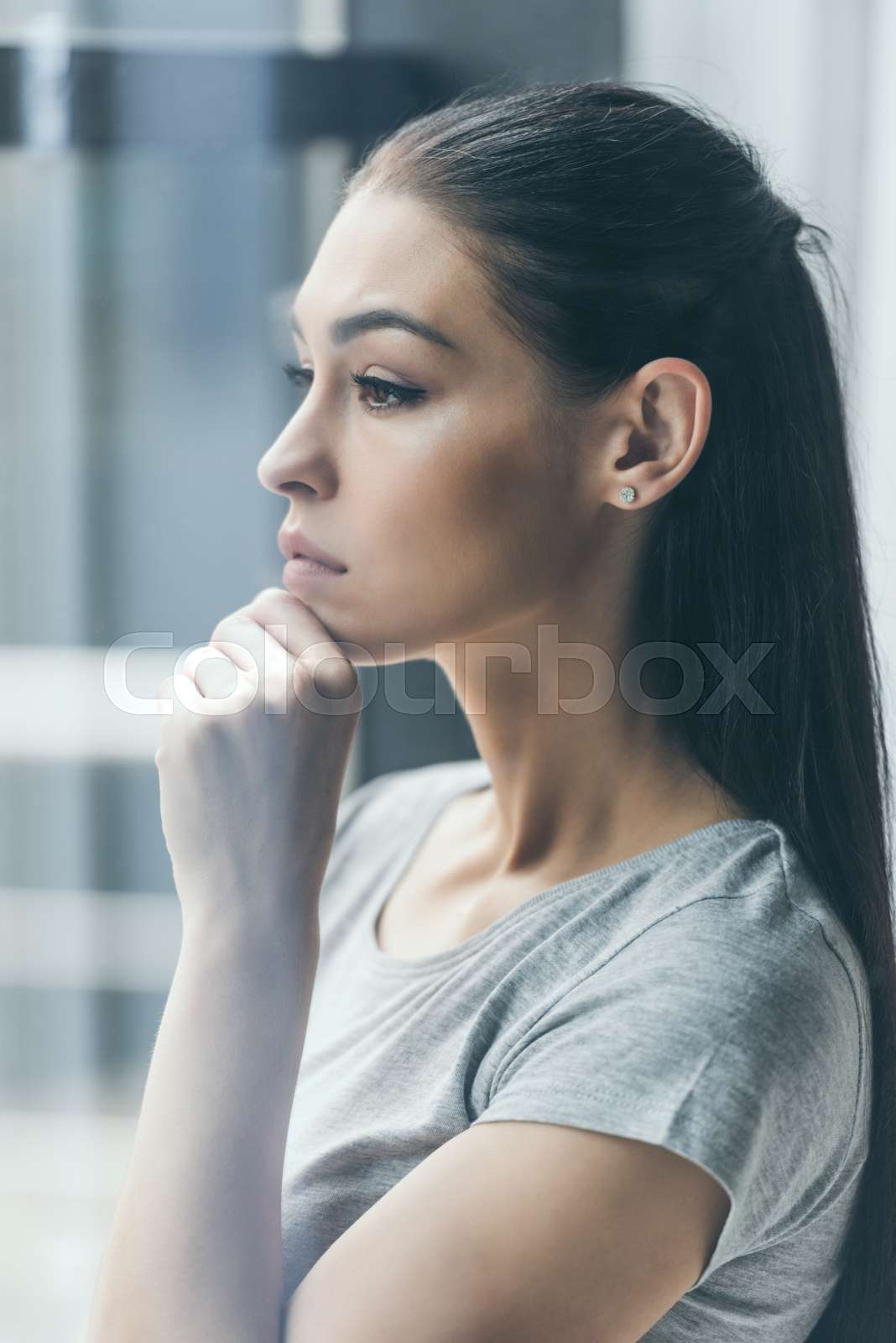 Girl Looking Down Profile