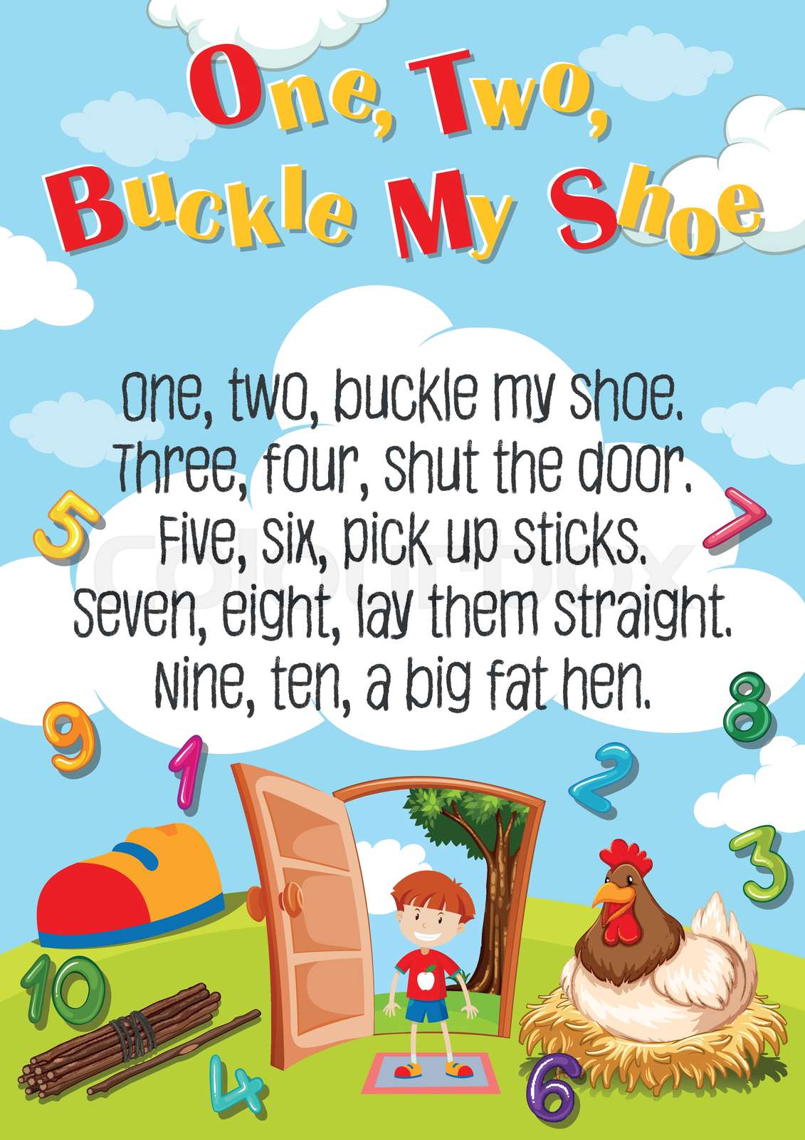 One two buckle my shoe | Stock vector | Colourbox