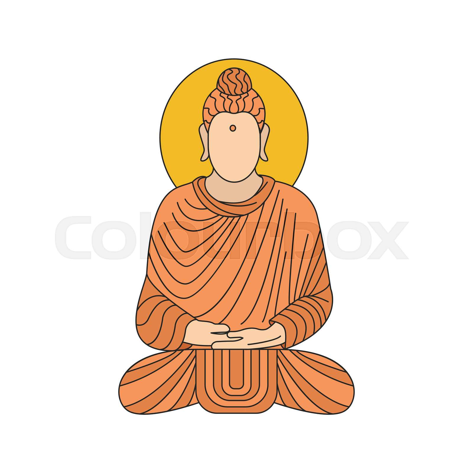 Buddha illustration, cartoon style | Stock vector | Colourbox