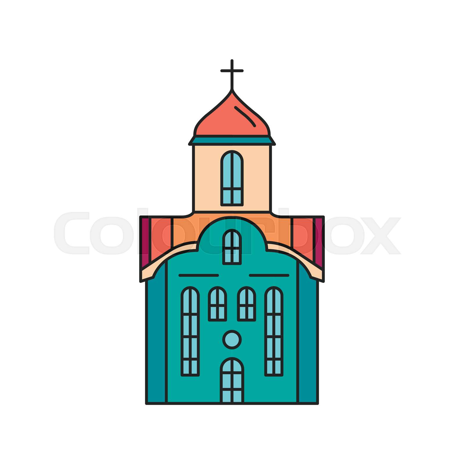 Church icon, cartoon style | Stock vector | Colourbox