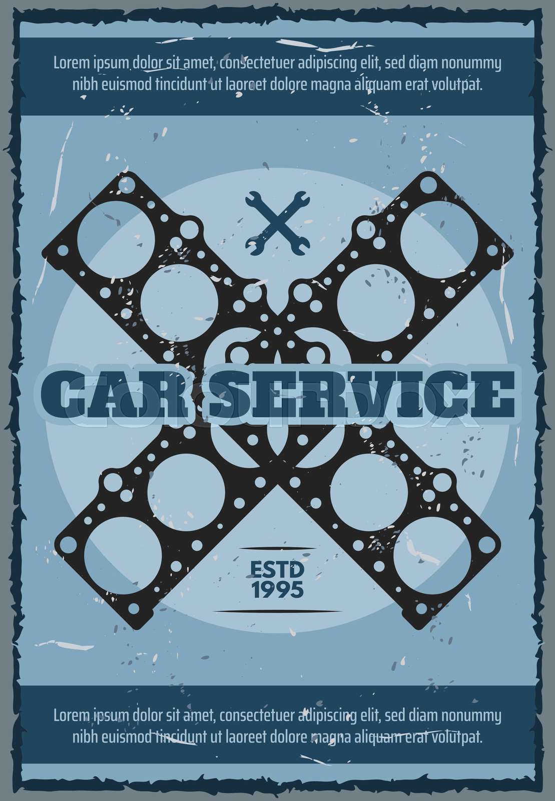 Engine gasket poster. Vector car service station | Stock vector | Colourbox