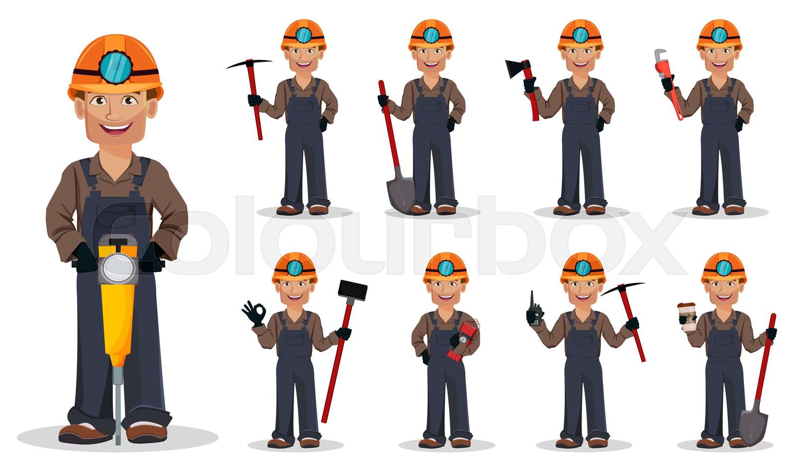 Miner man, mining worker. Cartoon character | Stock vector | Colourbox