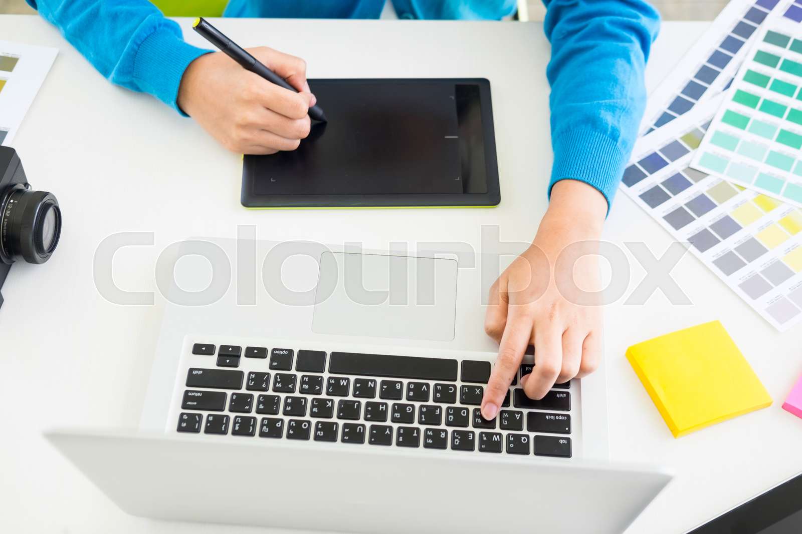 interior design or graphic designer renovation and technology concept ...