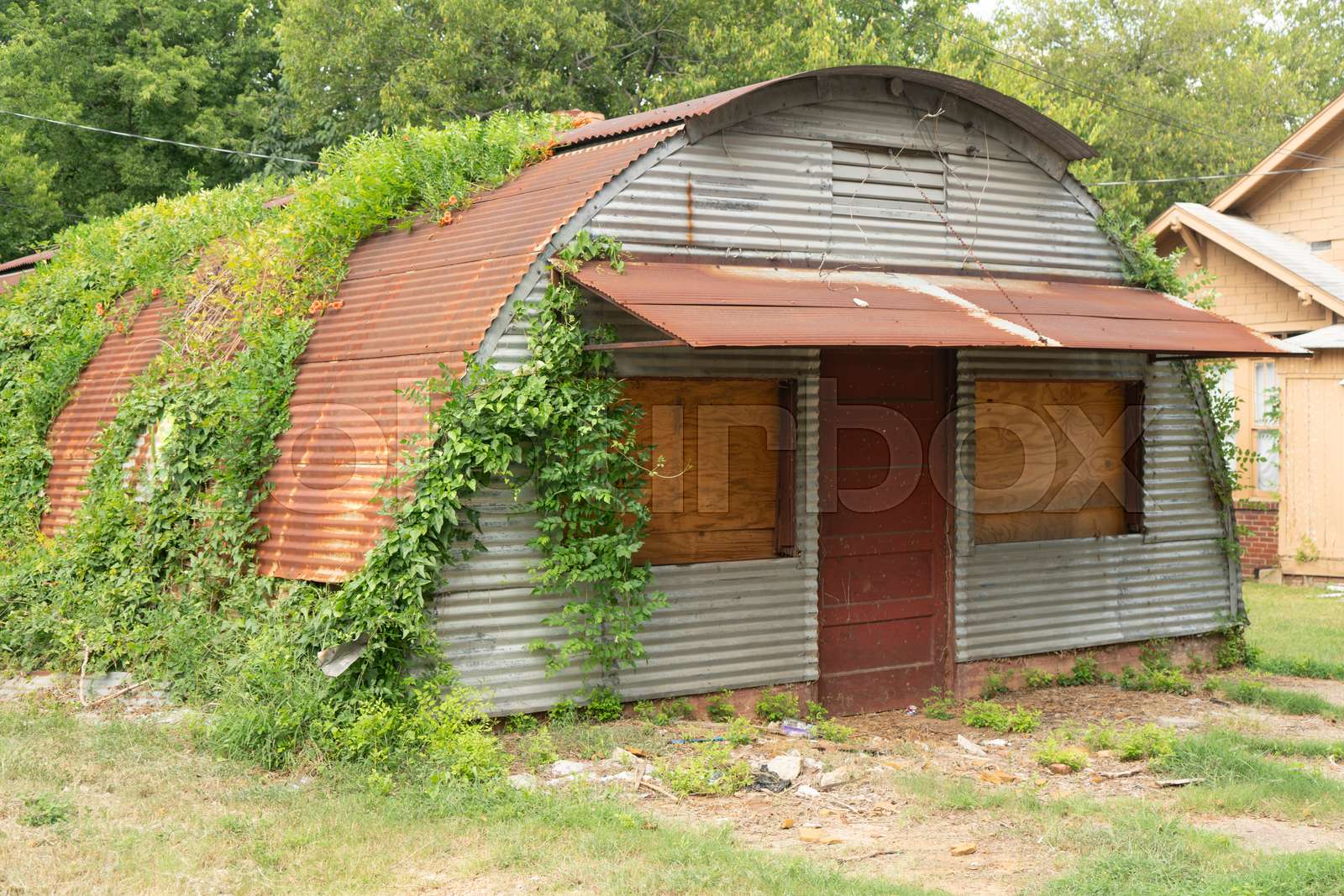 Curved Roof Rusted Metal Shack Abandoned Simply House | Stock image ...