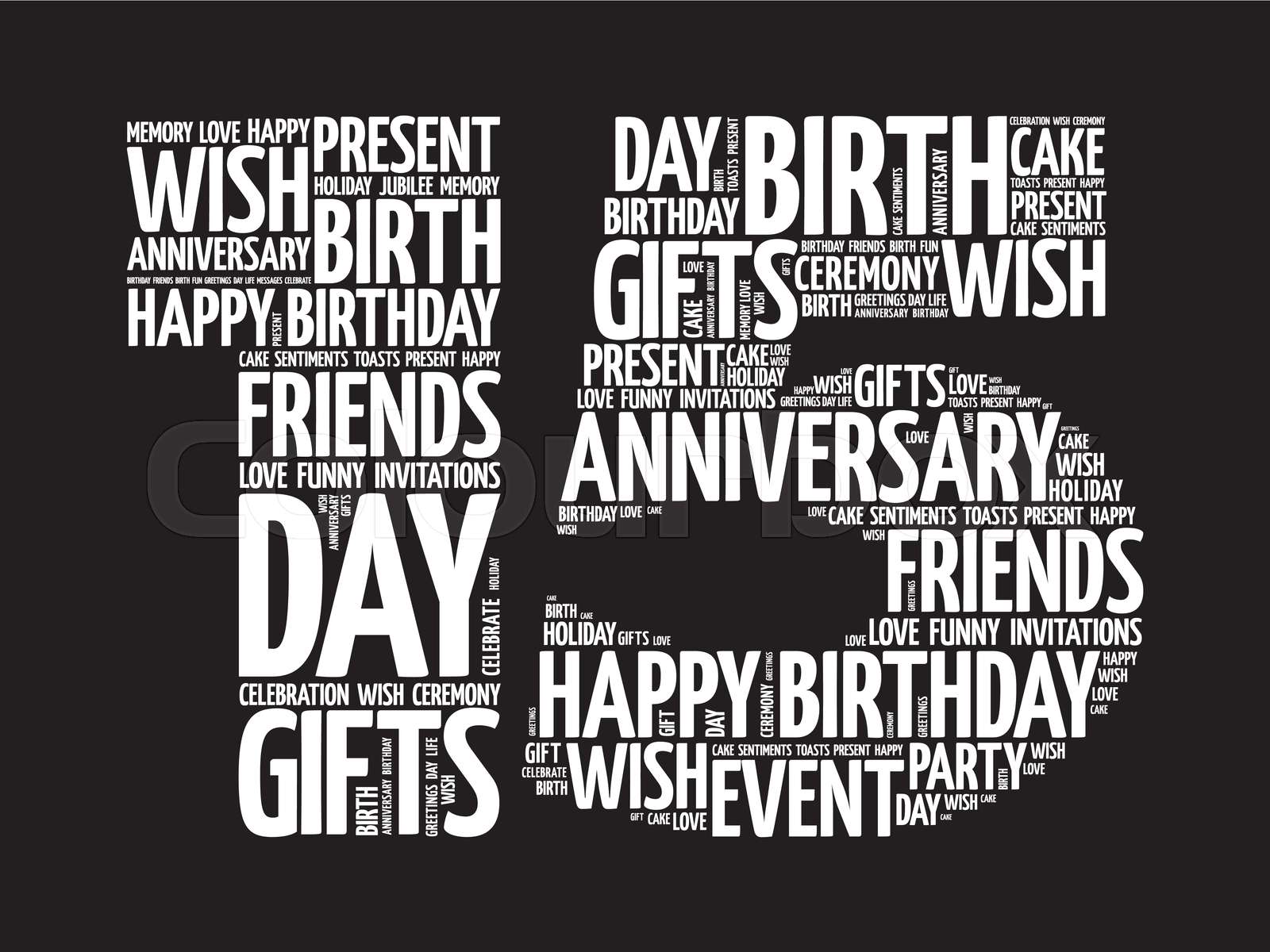Happy 15th birthday word cloud | Stock vector | Colourbox