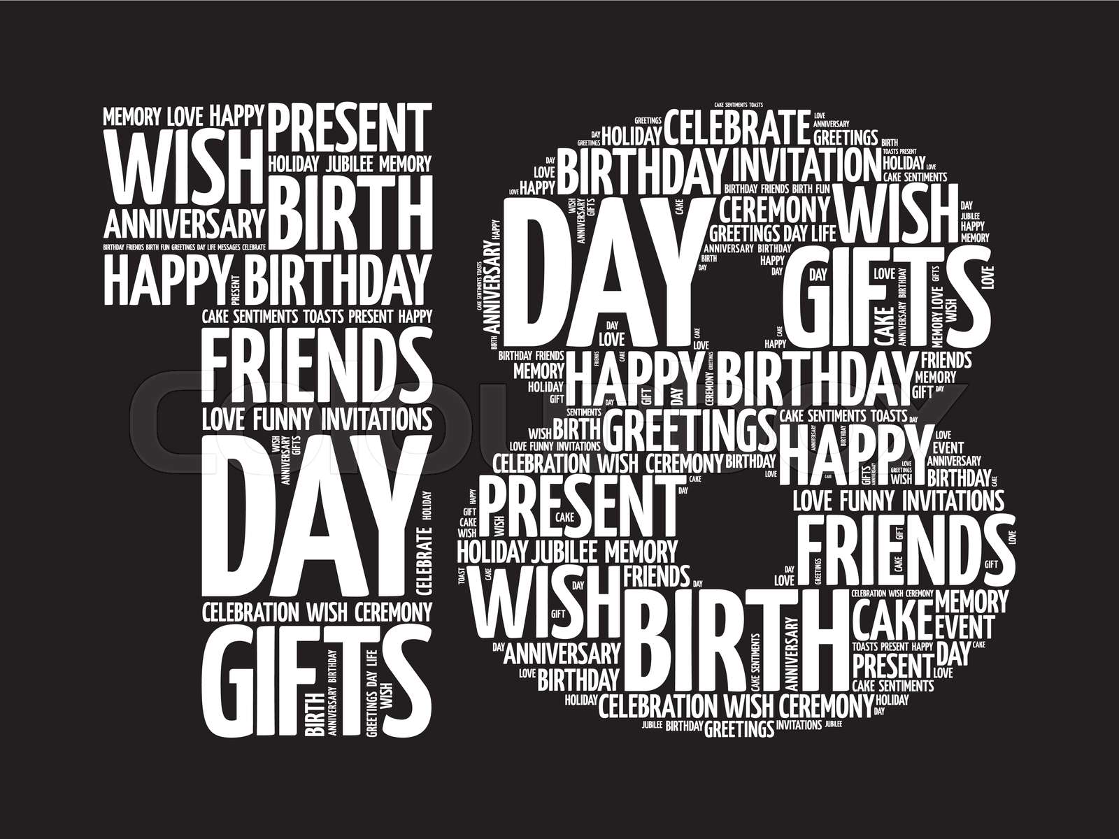 Happy 18th birthday word cloud | Stock vector | Colourbox