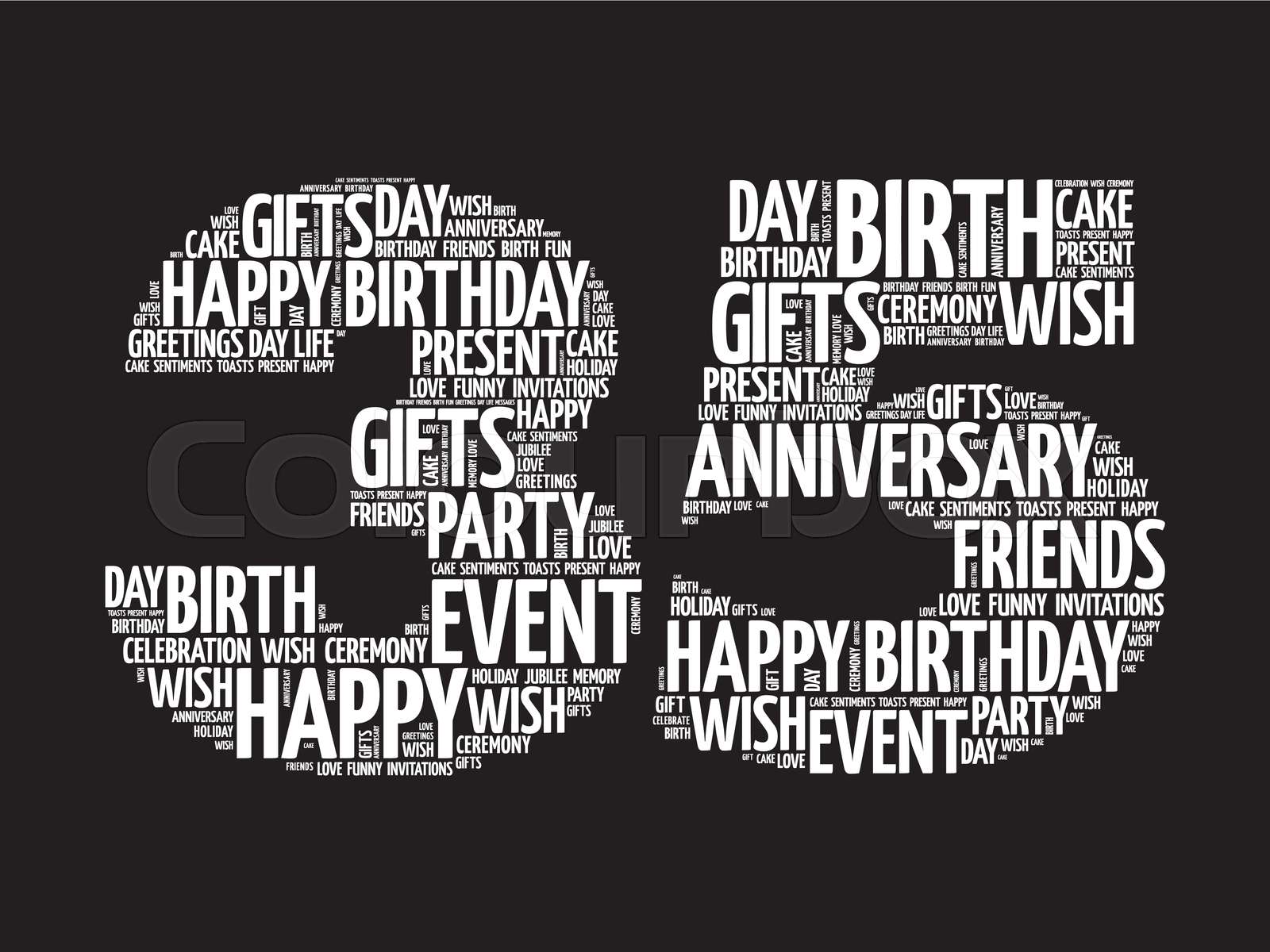 Happy 35th birthday word cloud | Stock vector | Colourbox
