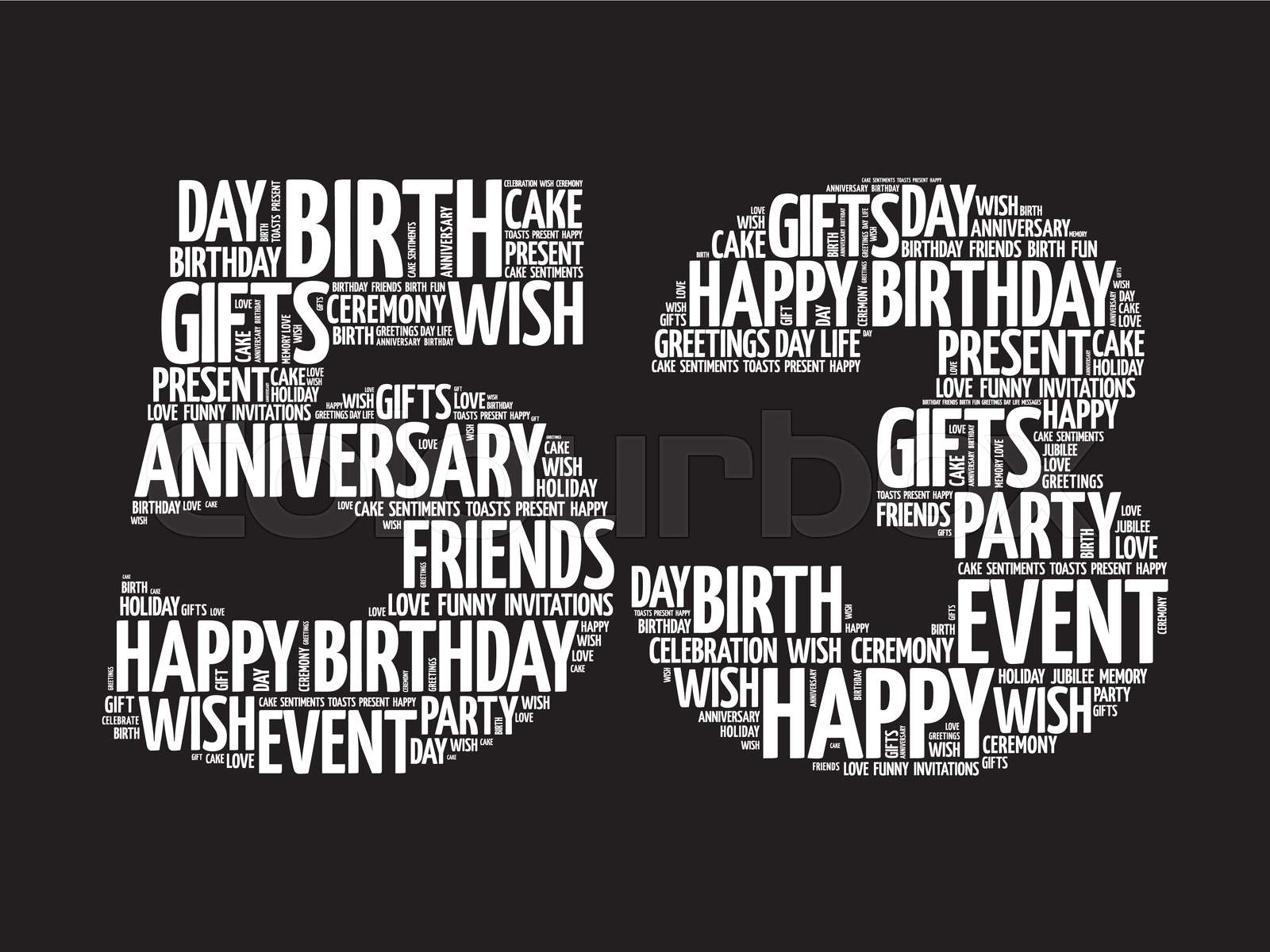 Happy 53rd birthday word cloud | Stock vector | Colourbox
