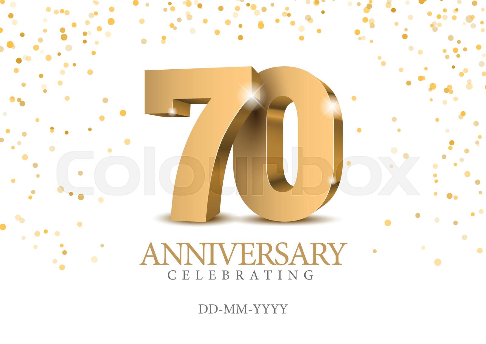 Anniversary 70. gold 3d numbers. | Stock vector | Colourbox