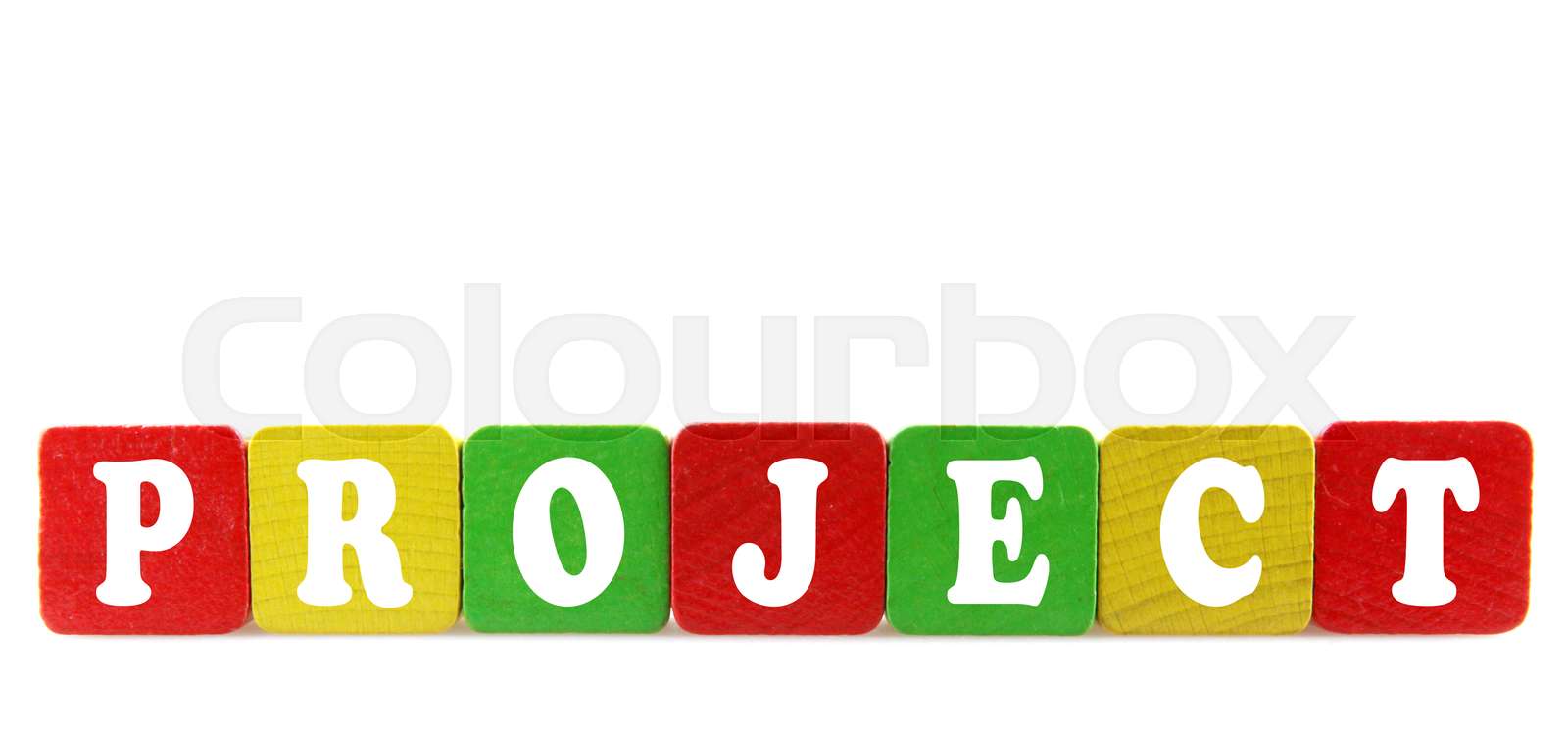 project - isolated text in wooden building blocks | Stock image | Colourbox