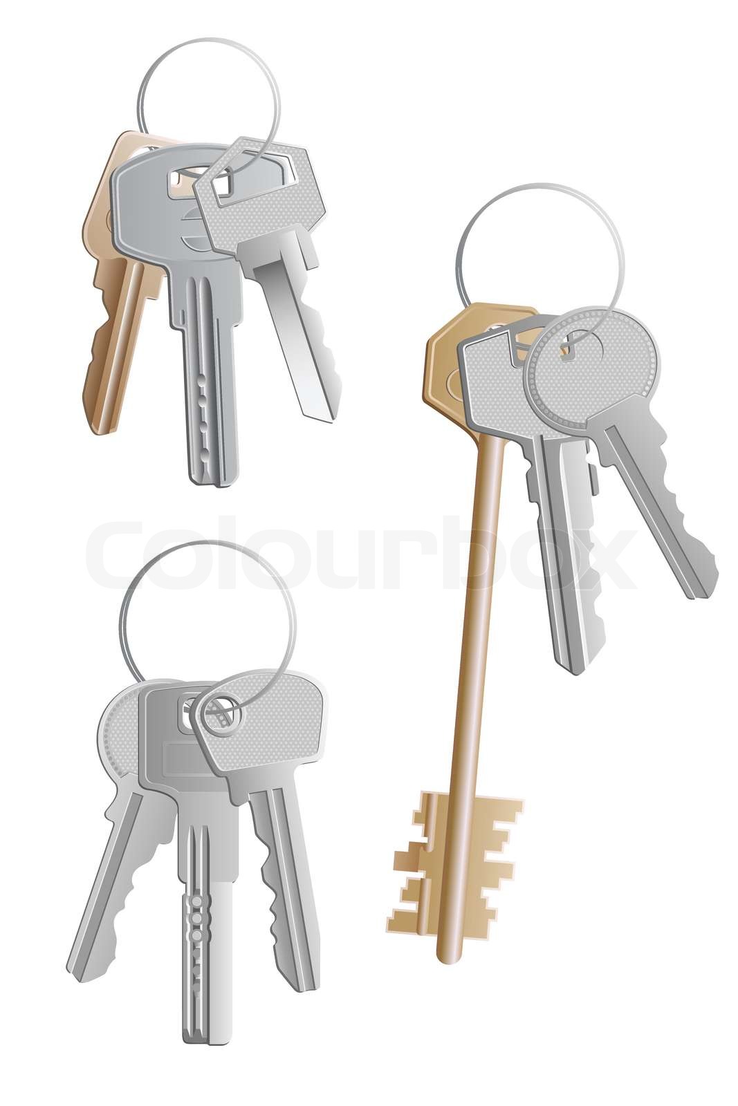 A set of vector realistic key bunches | Stock vector | Colourbox