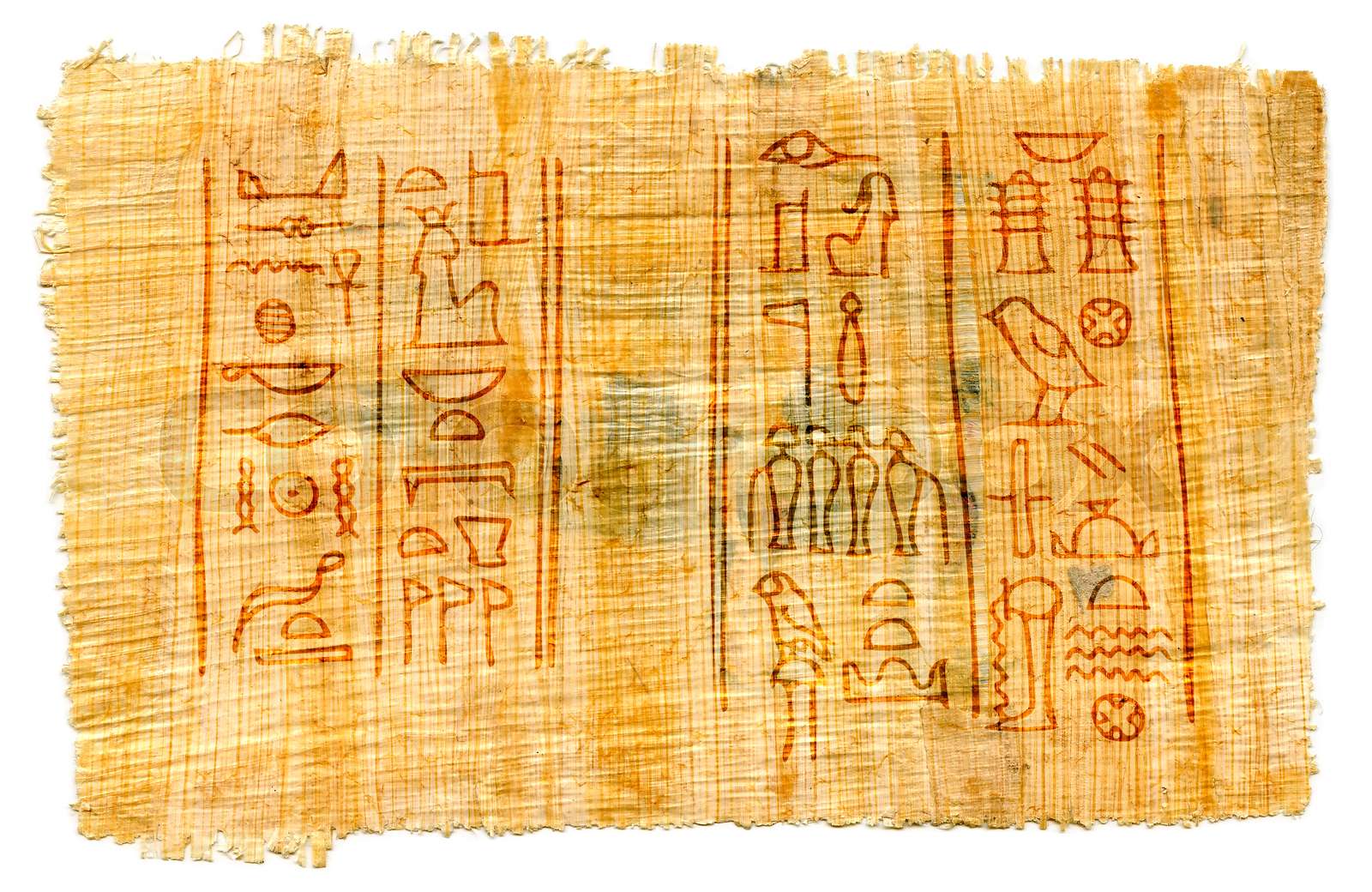 Egyptian papyrus with hieroglyphs, manuscript from The Karnak temple ...