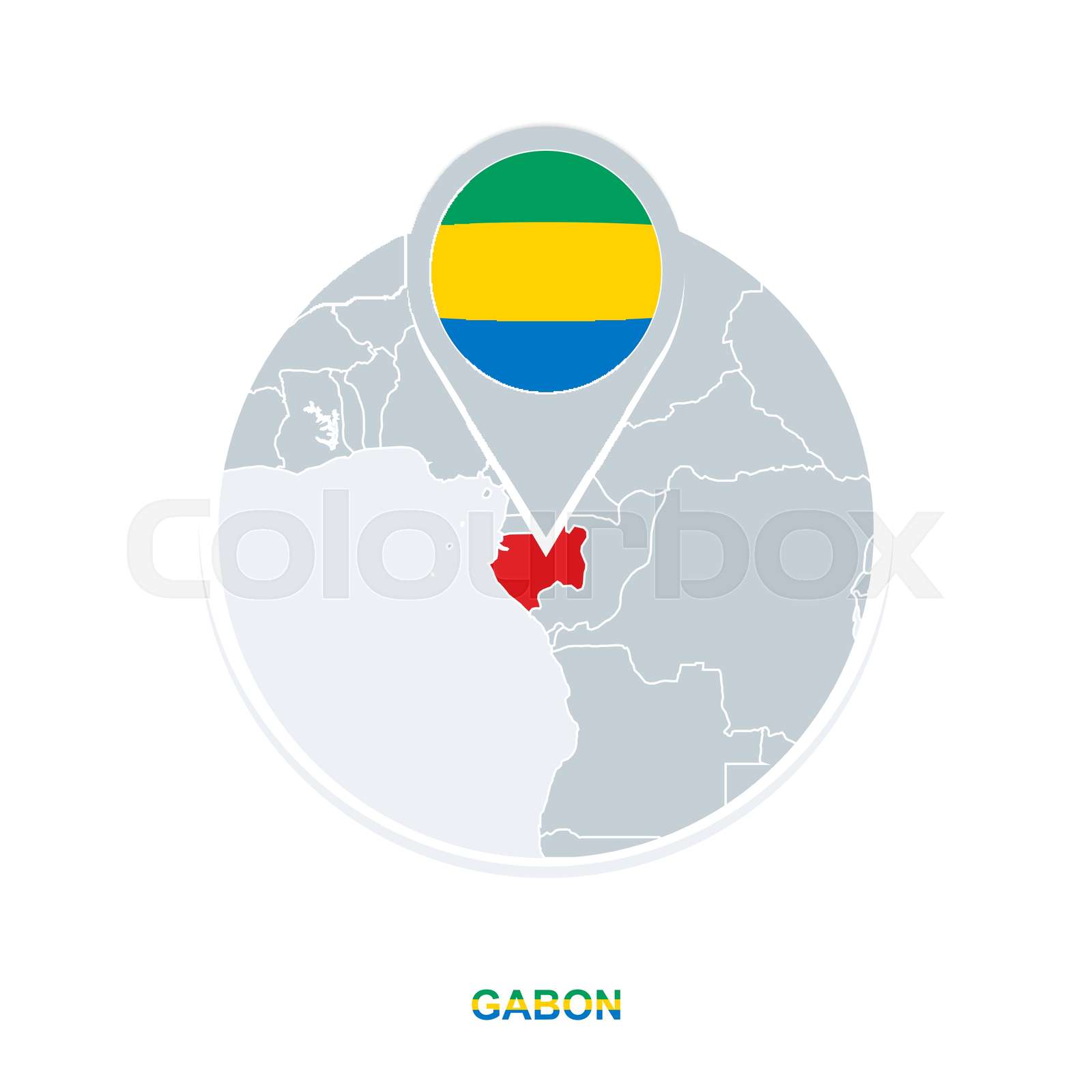 Gabon map and flag, vector map icon with highlighted Gabon | Stock ...