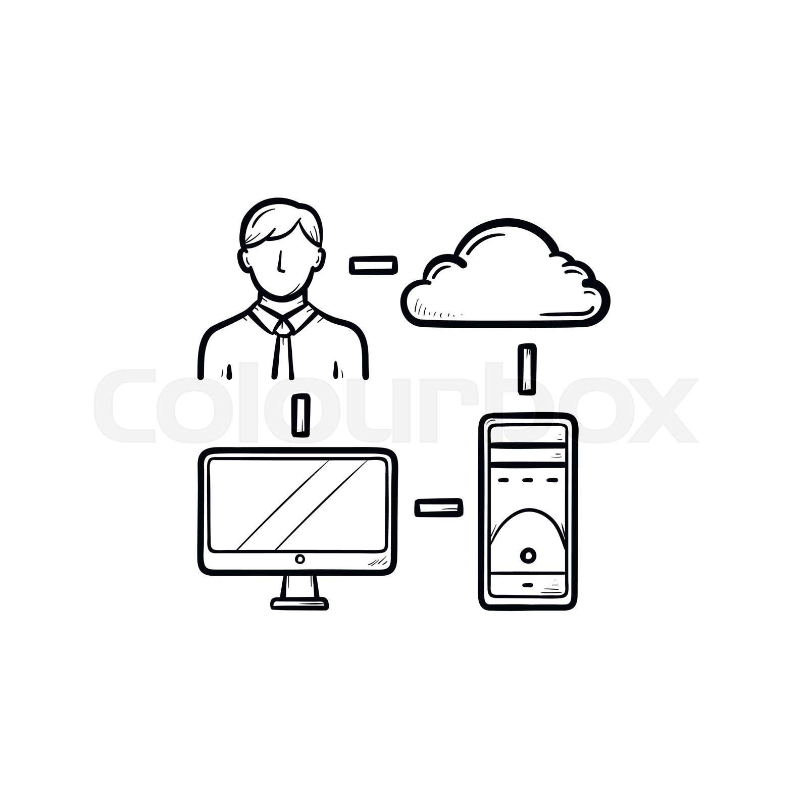 Cloud computing hand drawn outline doodle icon. | Stock vector | Colourbox