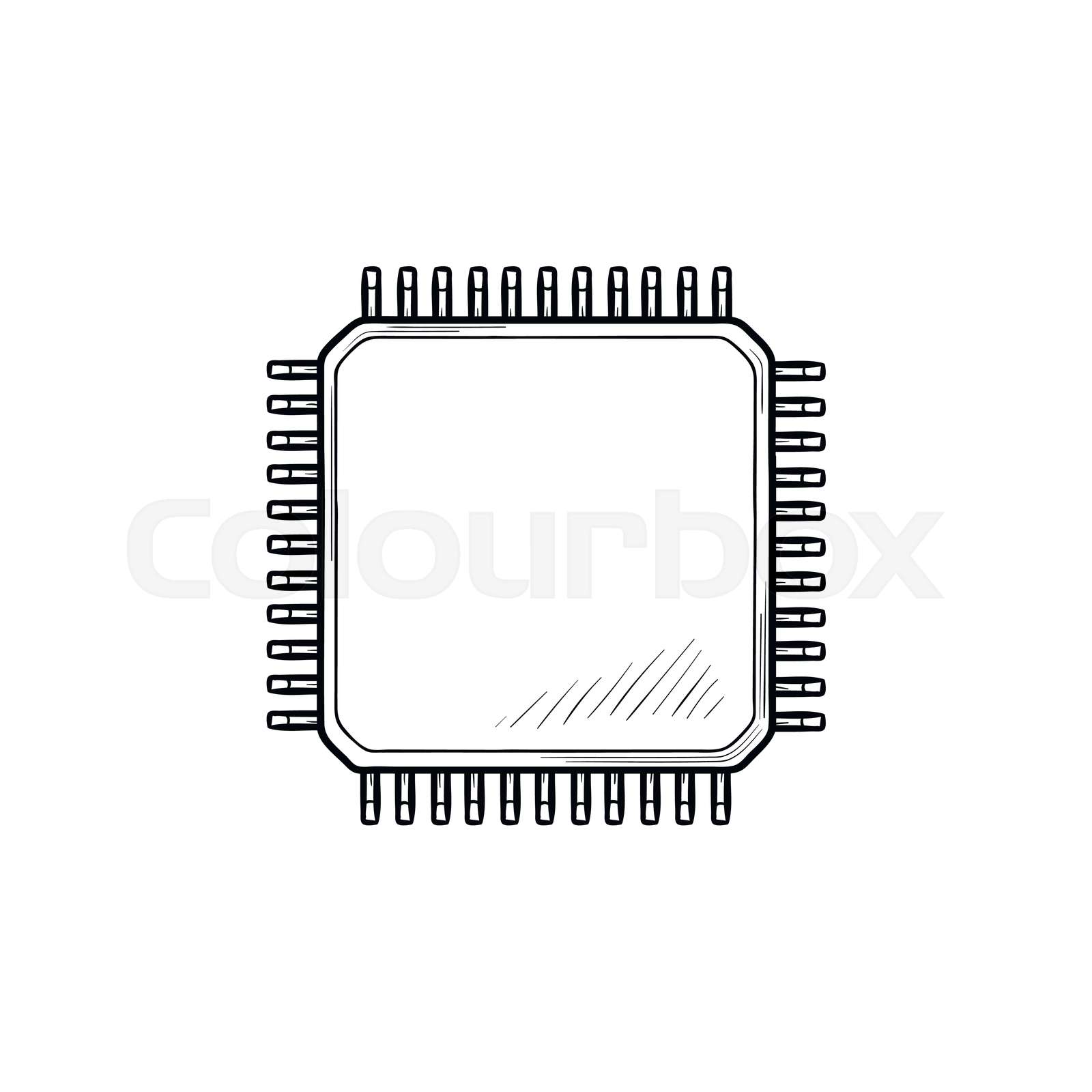 Computer chip hand drawn outline doodle icon. | Stock vector | Colourbox