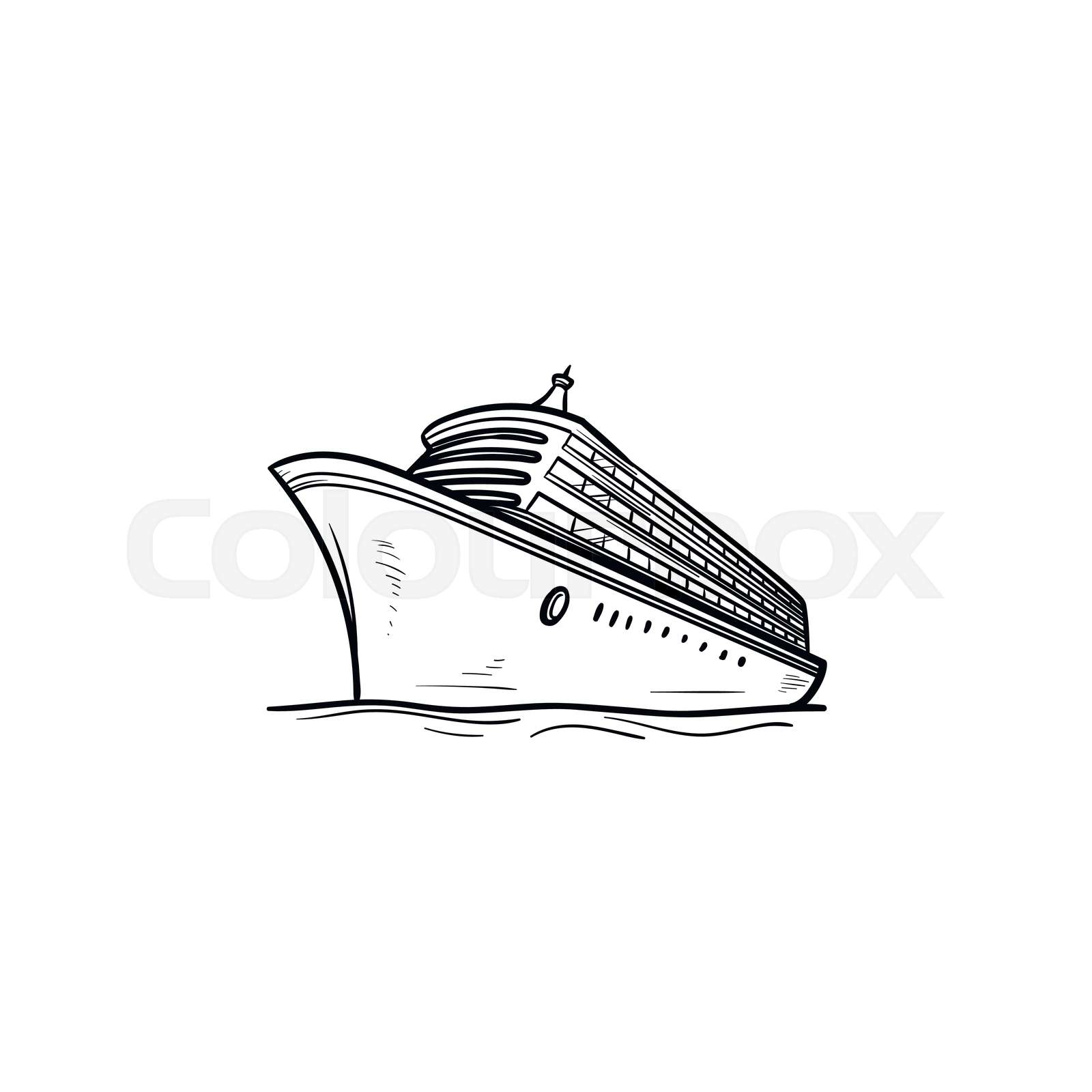 Cruise ship hand drawn outline doodle icon. | Stock vector | Colourbox
