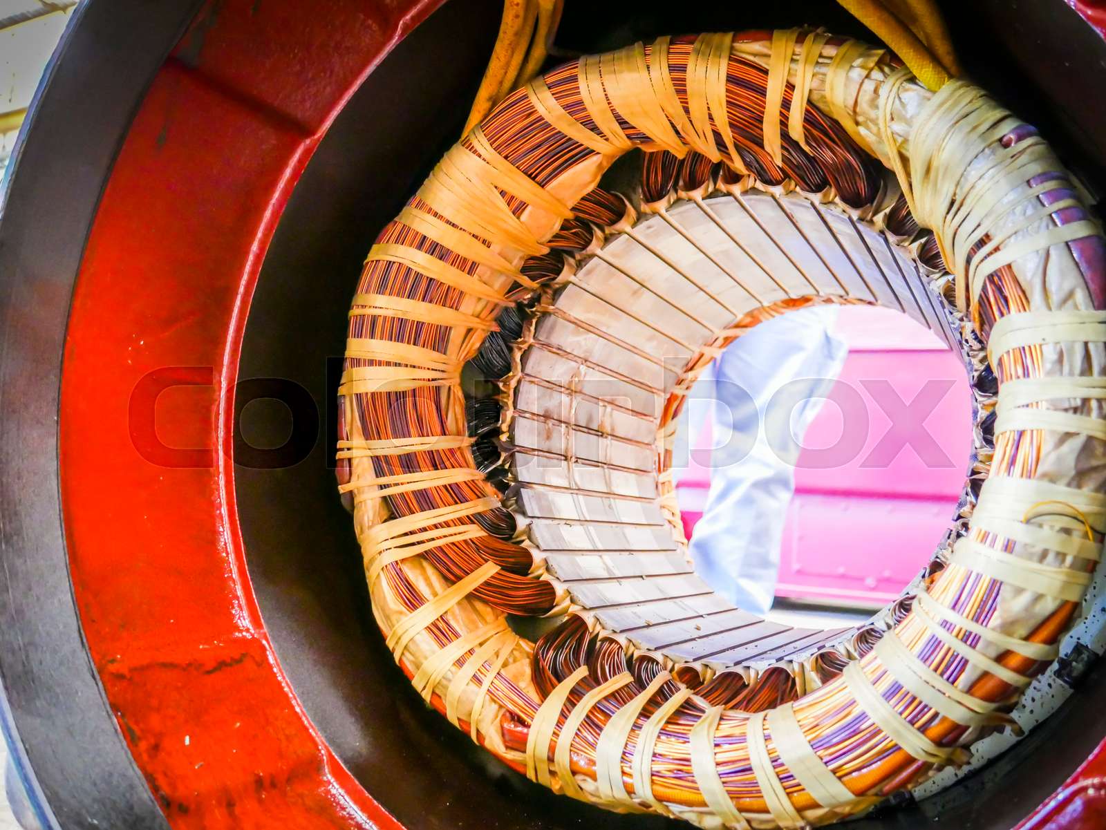 Electric motor stator with winding coil | Stock image | Colourbox