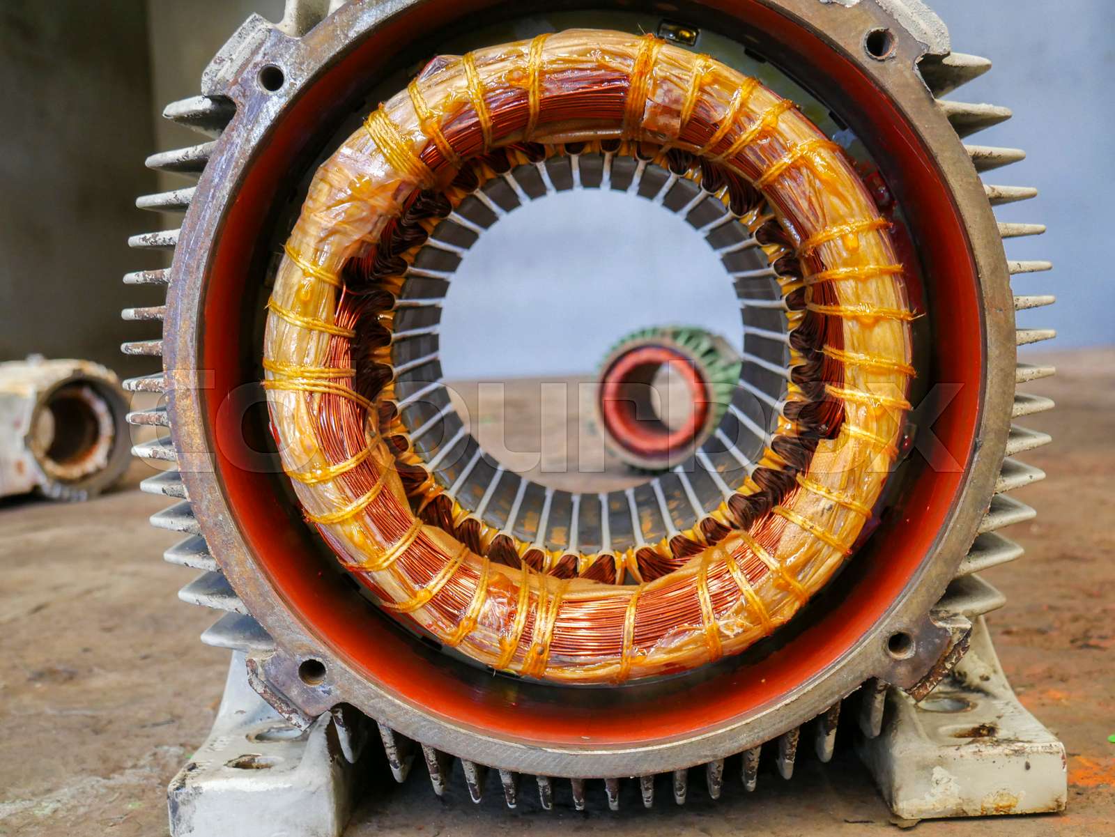 Electric motor stator with winding coil | Stock image | Colourbox
